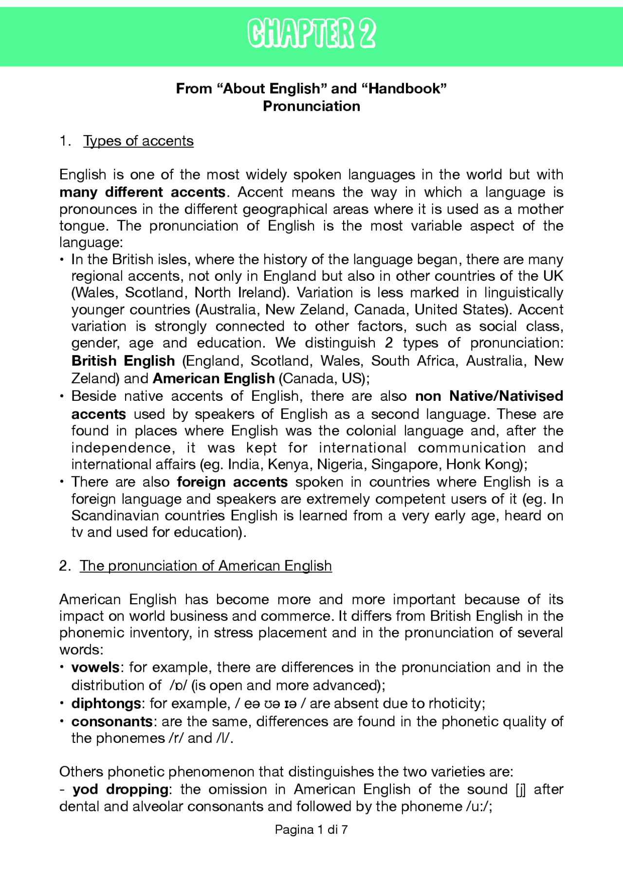 Riassunto Dettagliato Capitolo 2 About English Handbook Docsity