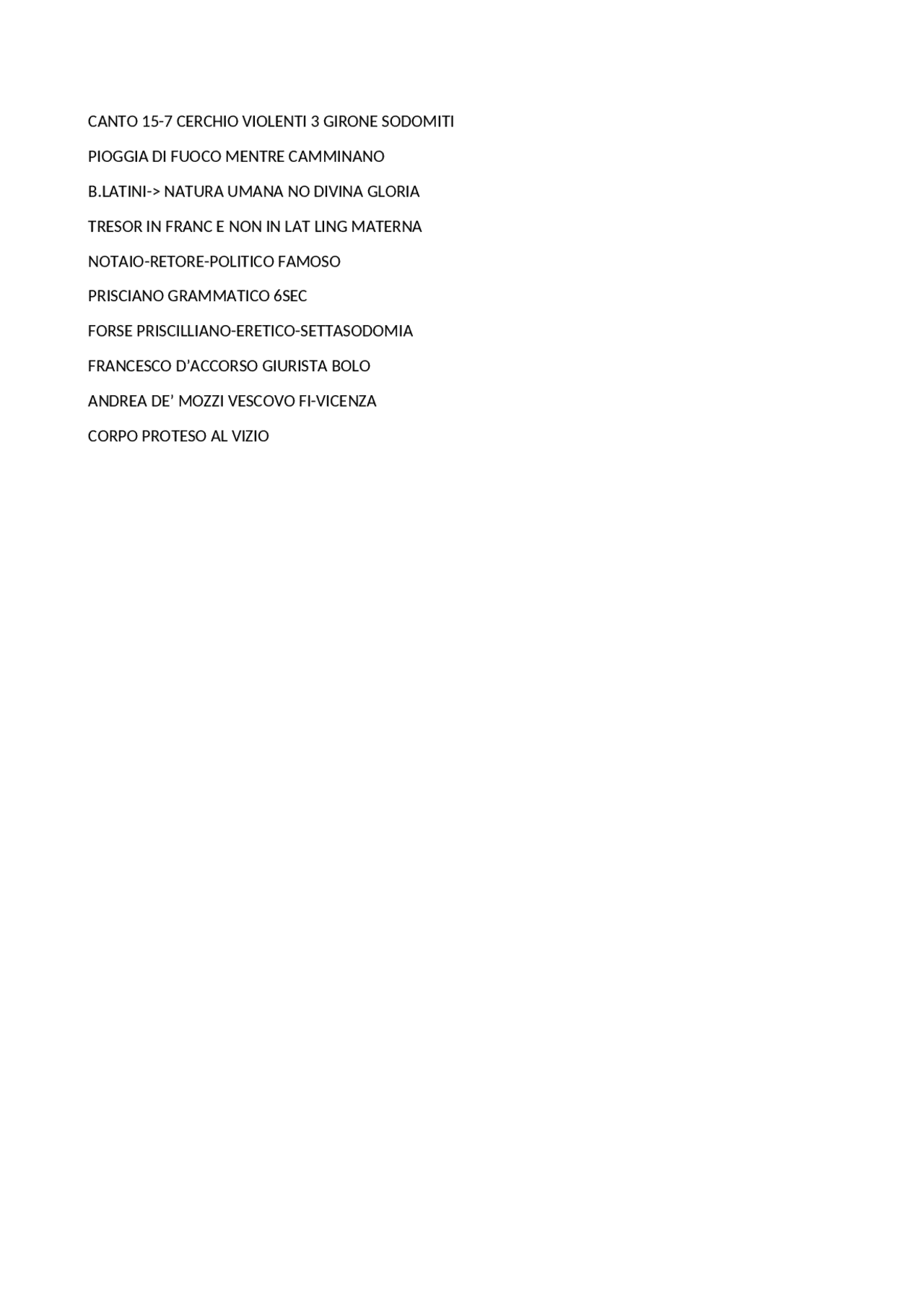 CANTO 15 INFERNO (DIVINA COMMEDIA) SCHEMA | Schemi e mappe concettuali ...