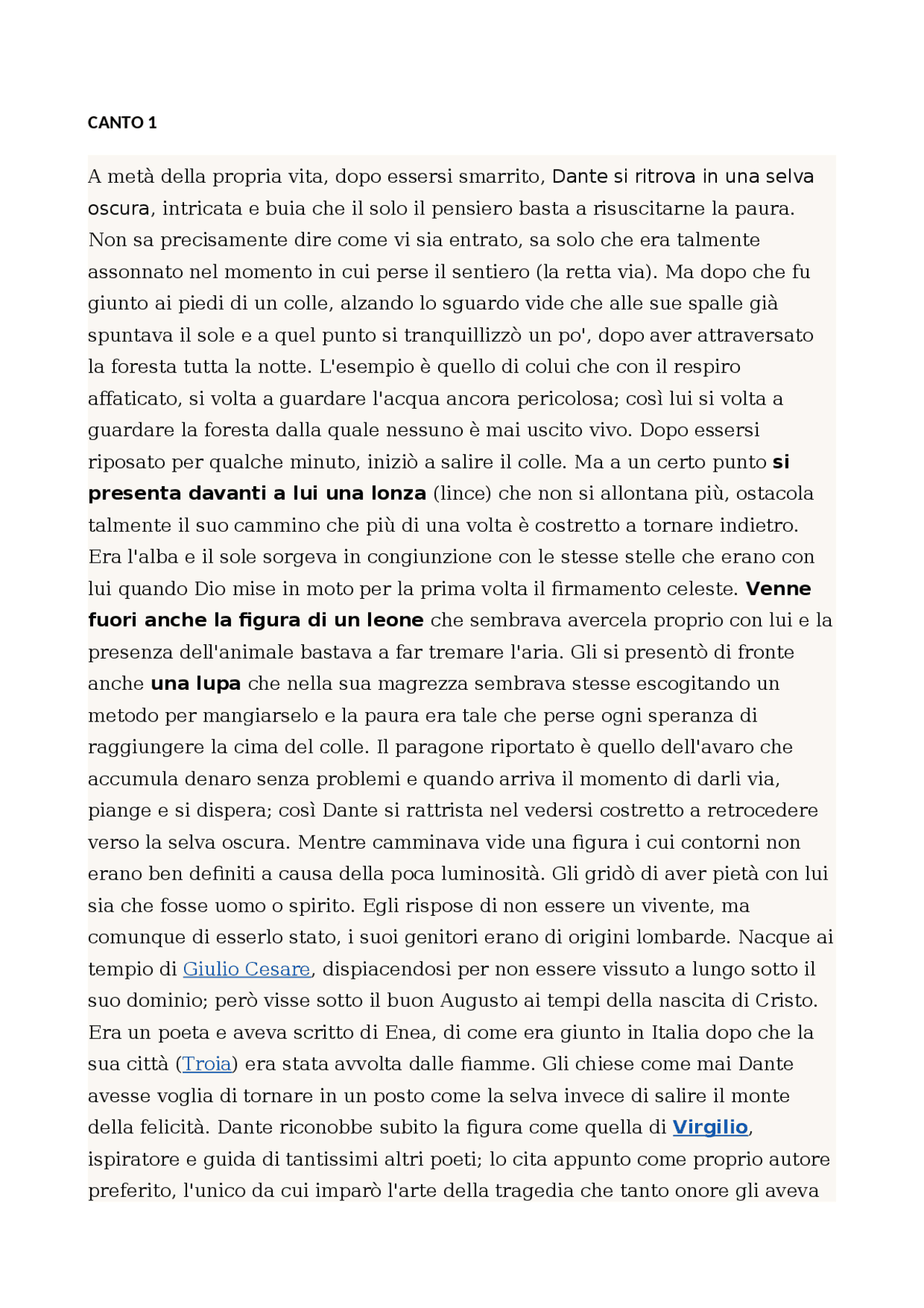 Canto I - Dante Alighieri - Docsity