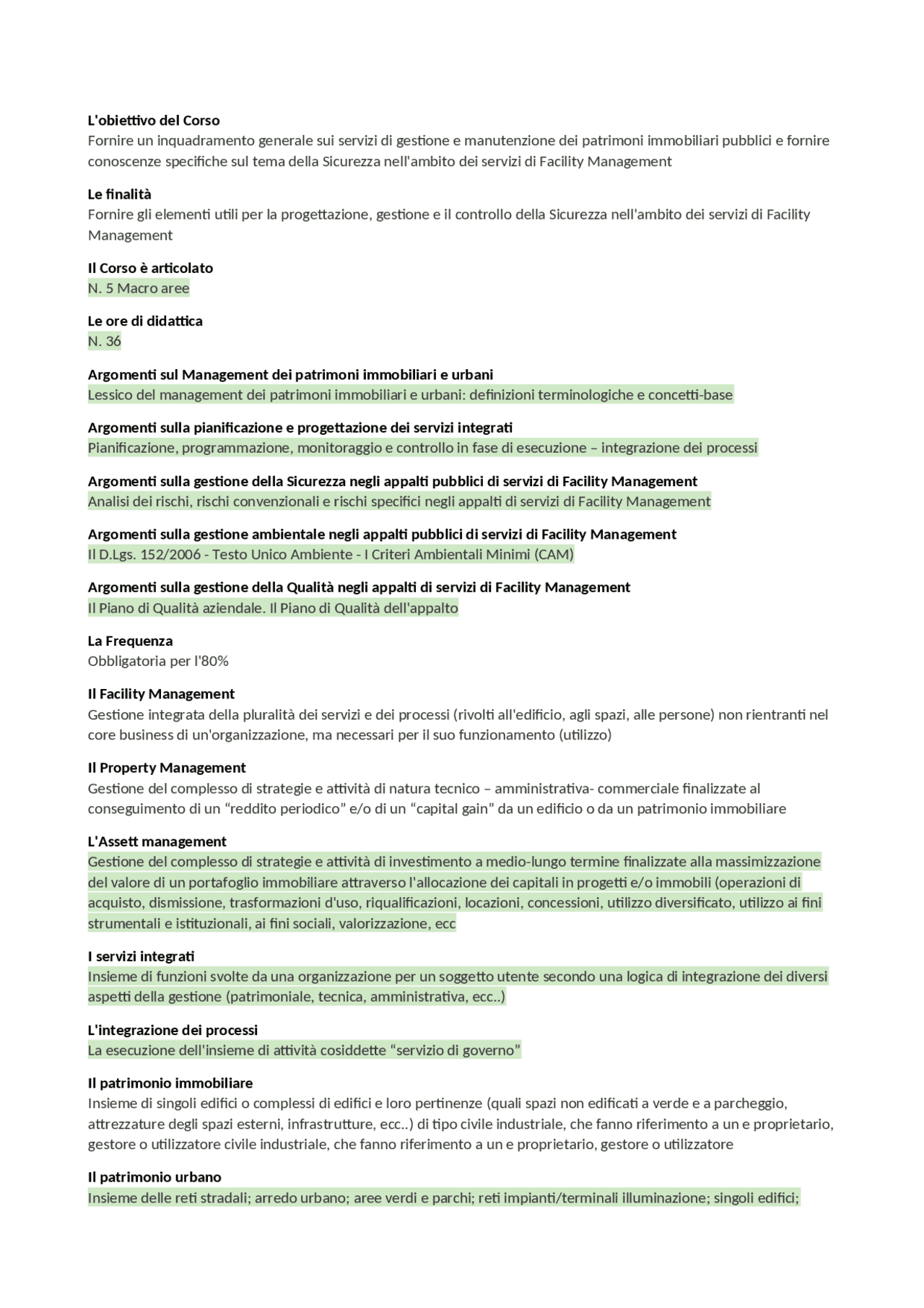 Facility management and security - Docsity