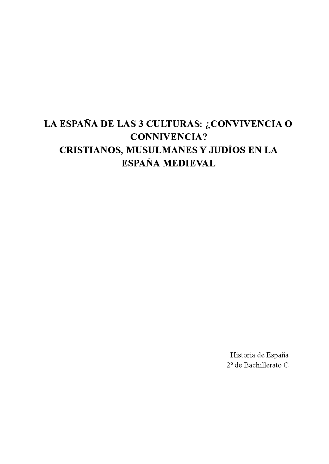 Convivencia entre las 3 culturas | Apuntes de Historia de España | Docsity