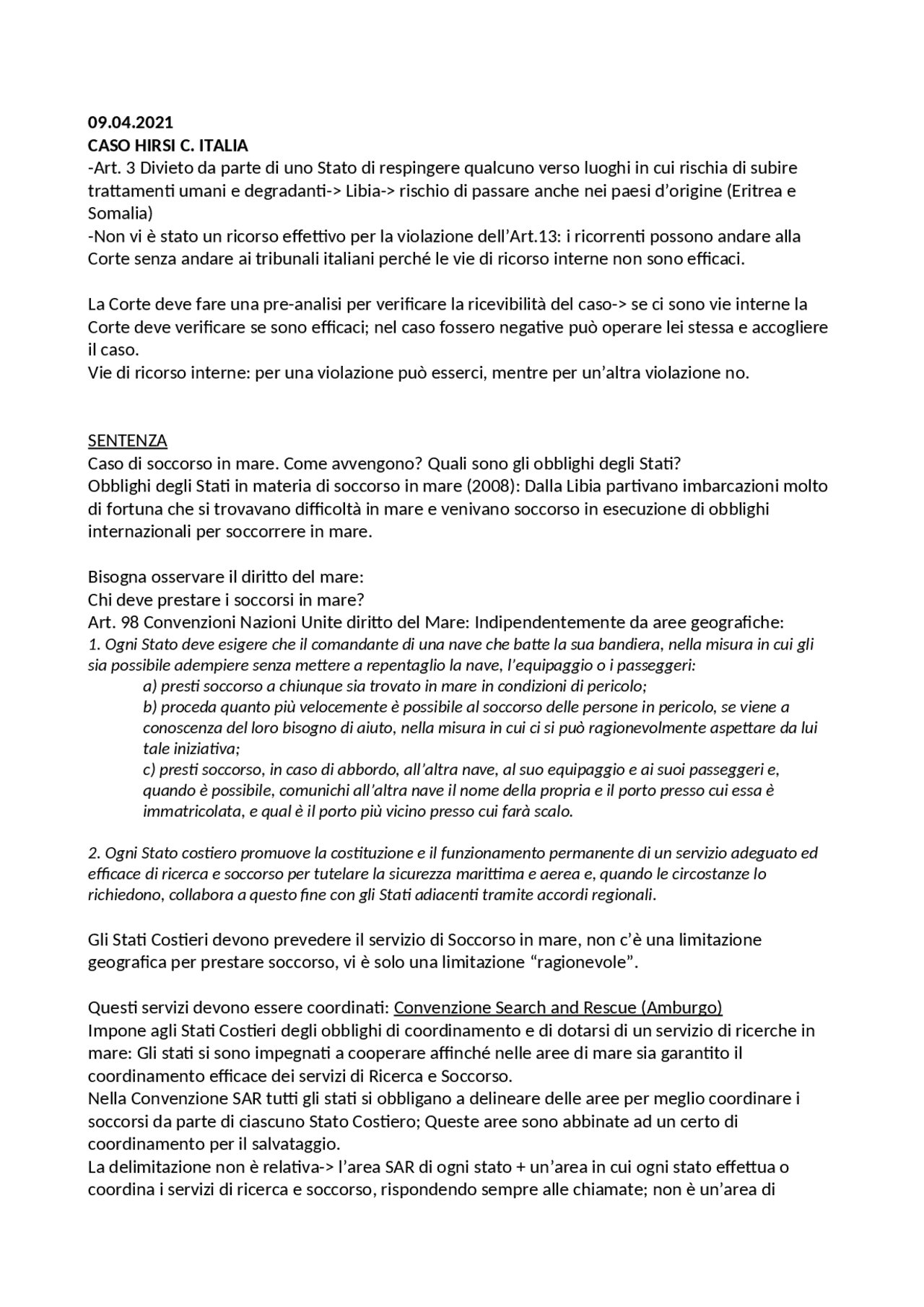 Diritto Internazionale Dei Diritti Umani Docsity