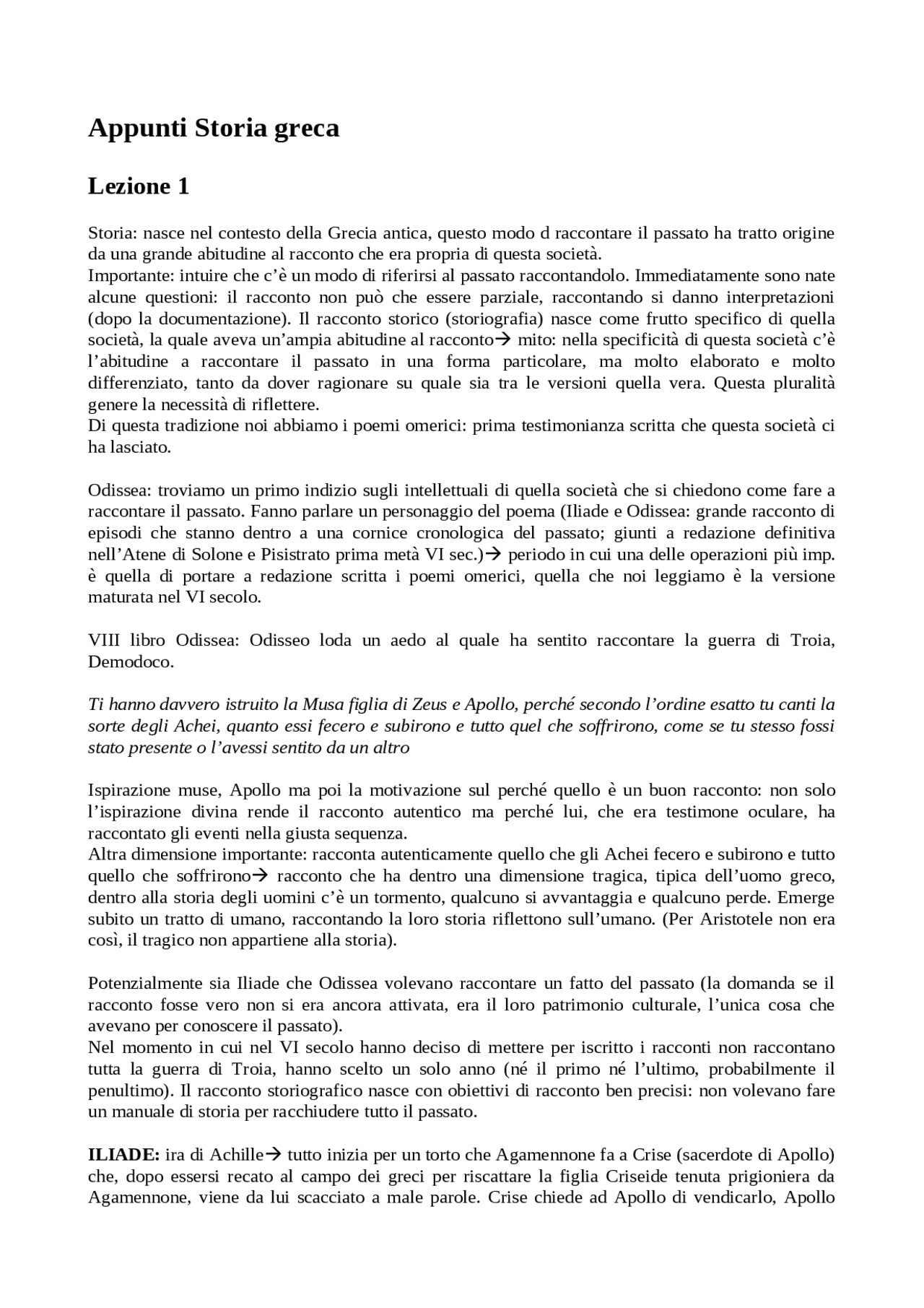 Appunti Corso Storia Greca Docsity