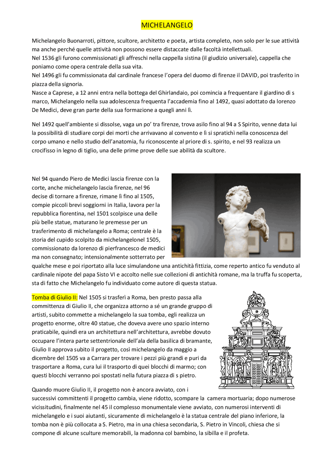 Michelangelo Buonarroti Docsity
