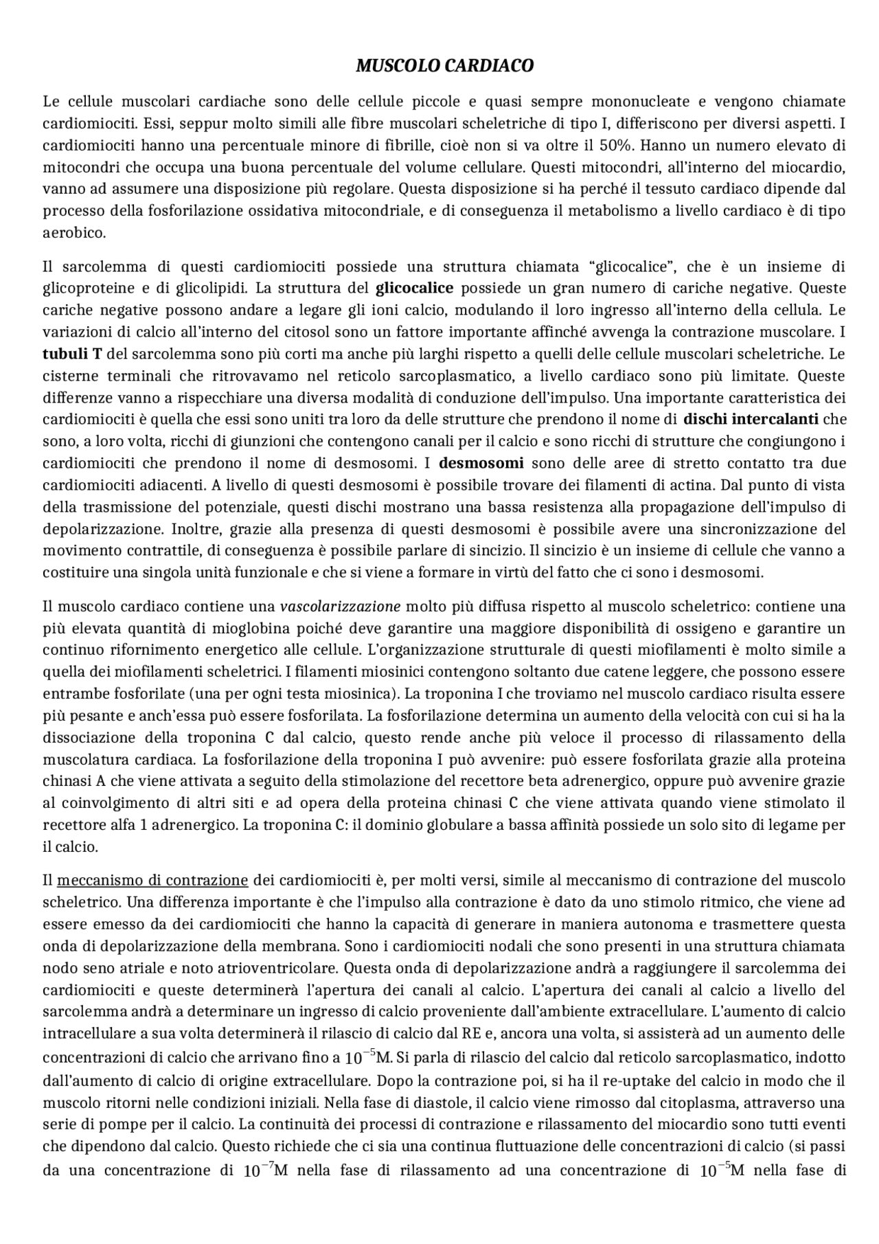 Tessuto Muscolare Cardiaco Docsity