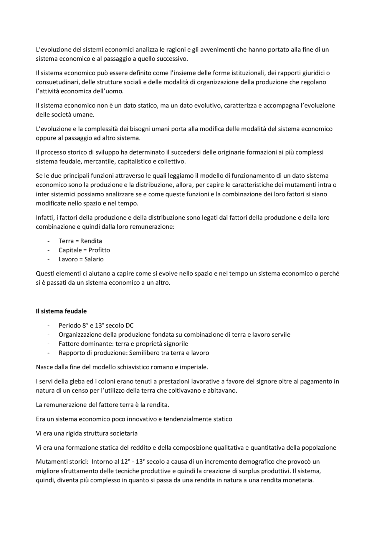 Appunti Di Evoluzione Dei Principali Sistemi Economici Docsity