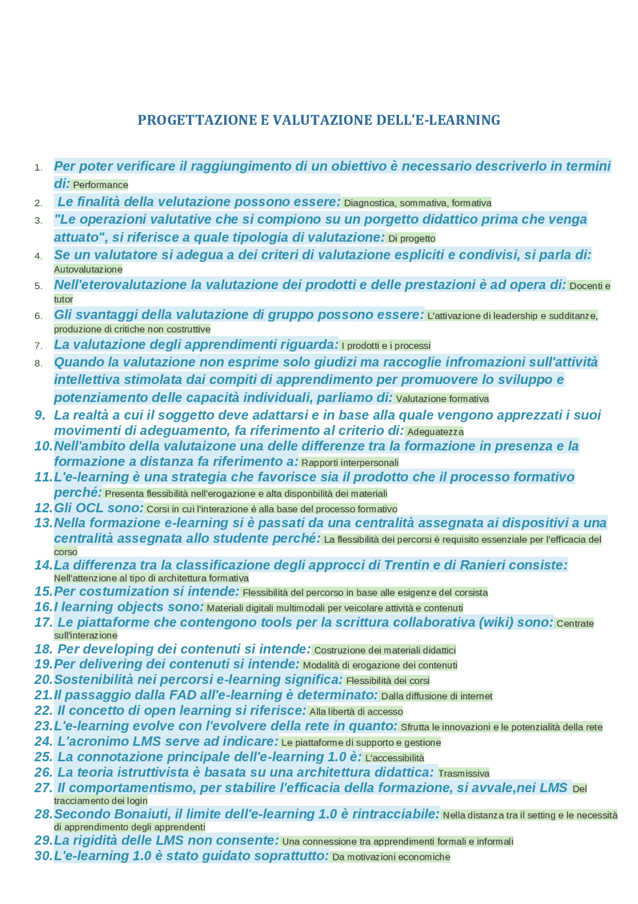 Progettazione E Valutazione Delle Learning Prove Desame Di