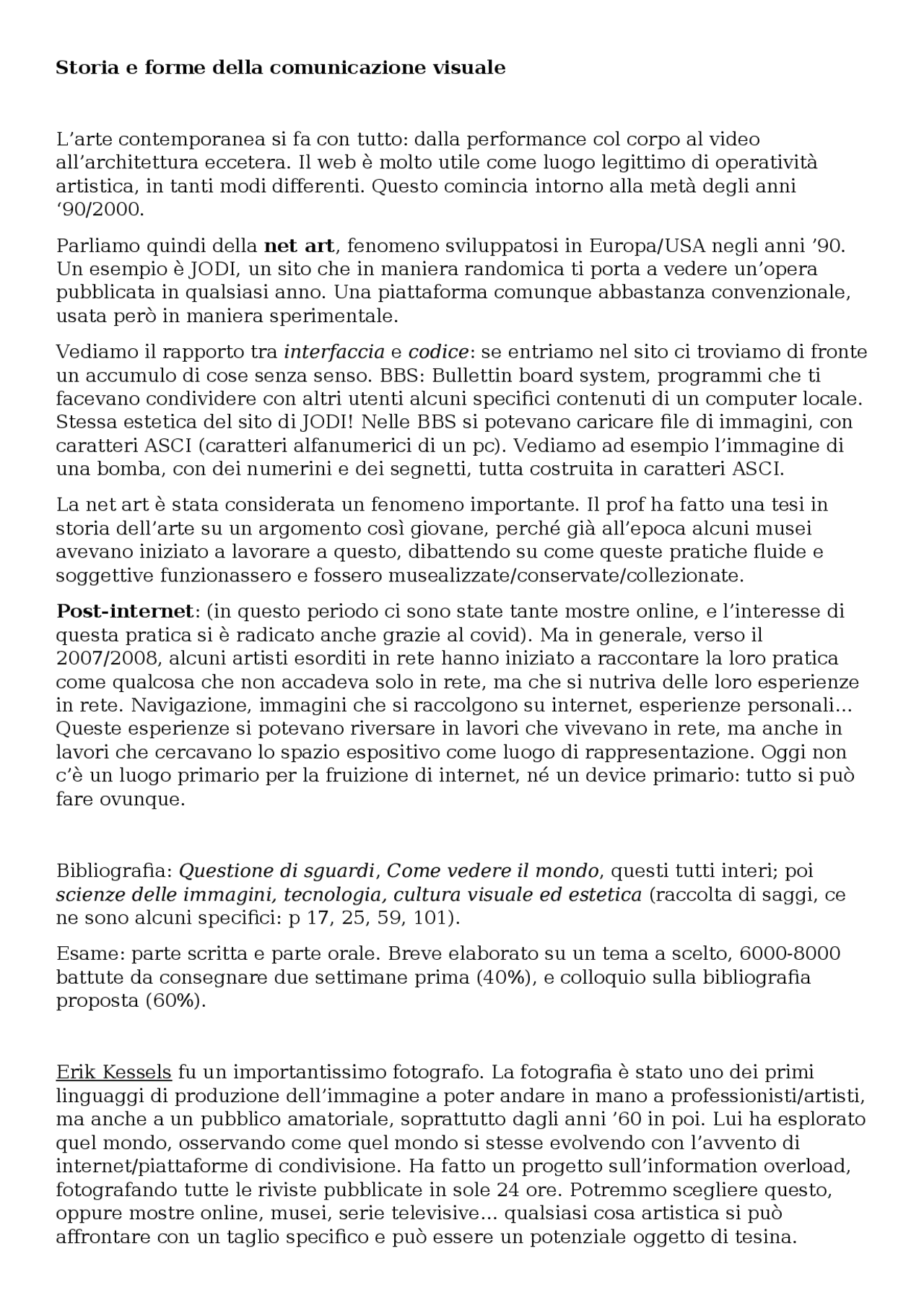 Appunti Di Storia E Forme Della Comunicazione Visuale Docsity
