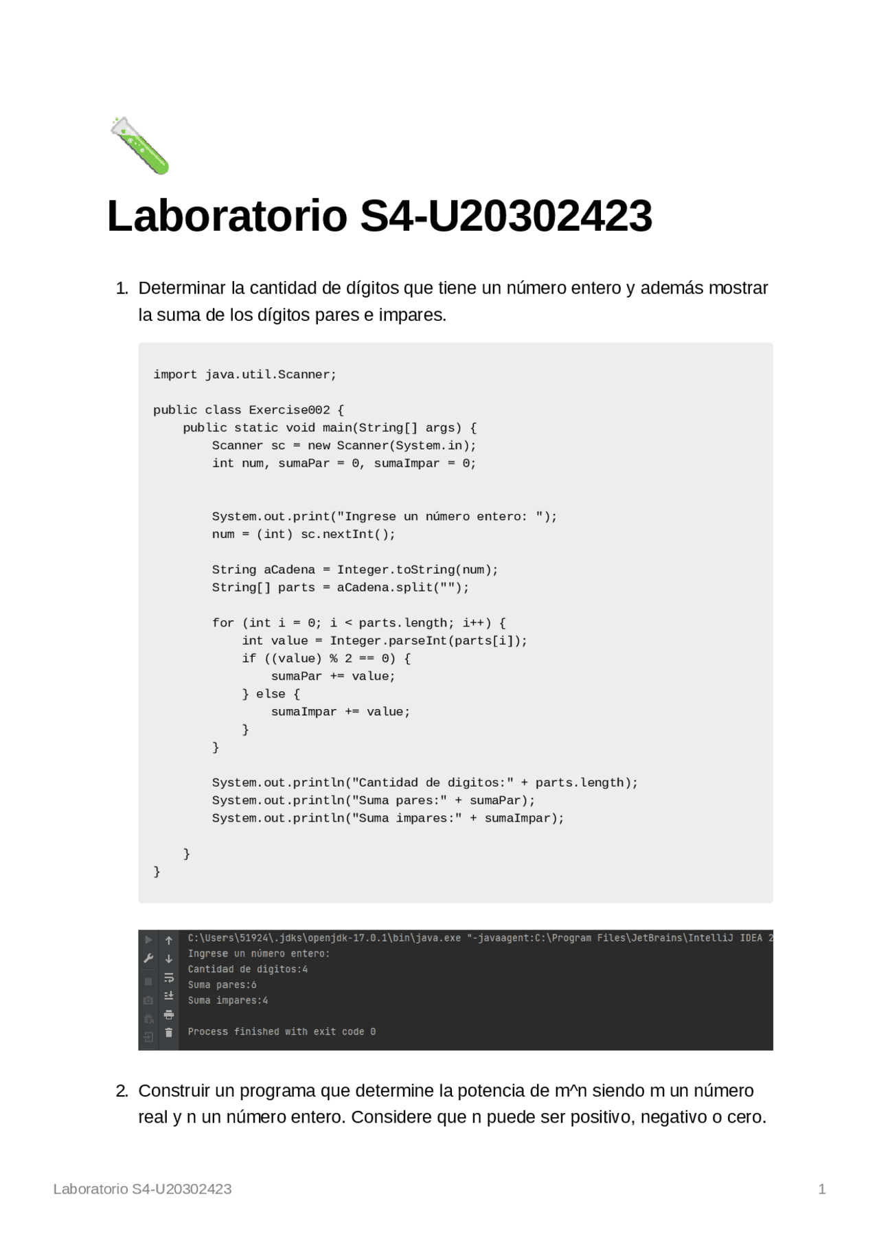 Laboratorio Semana 4 Ejercicios De Programación Java Docsity