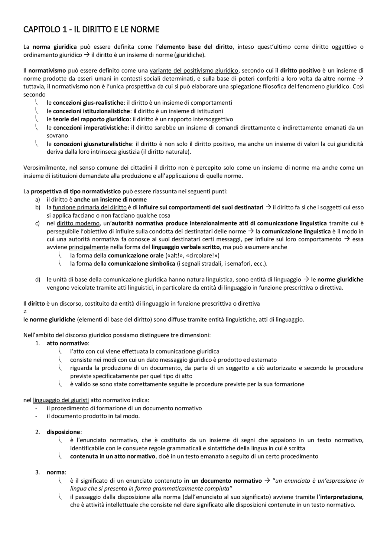 Riassunto Cap1 Il Diritto E Le Norme Docsity