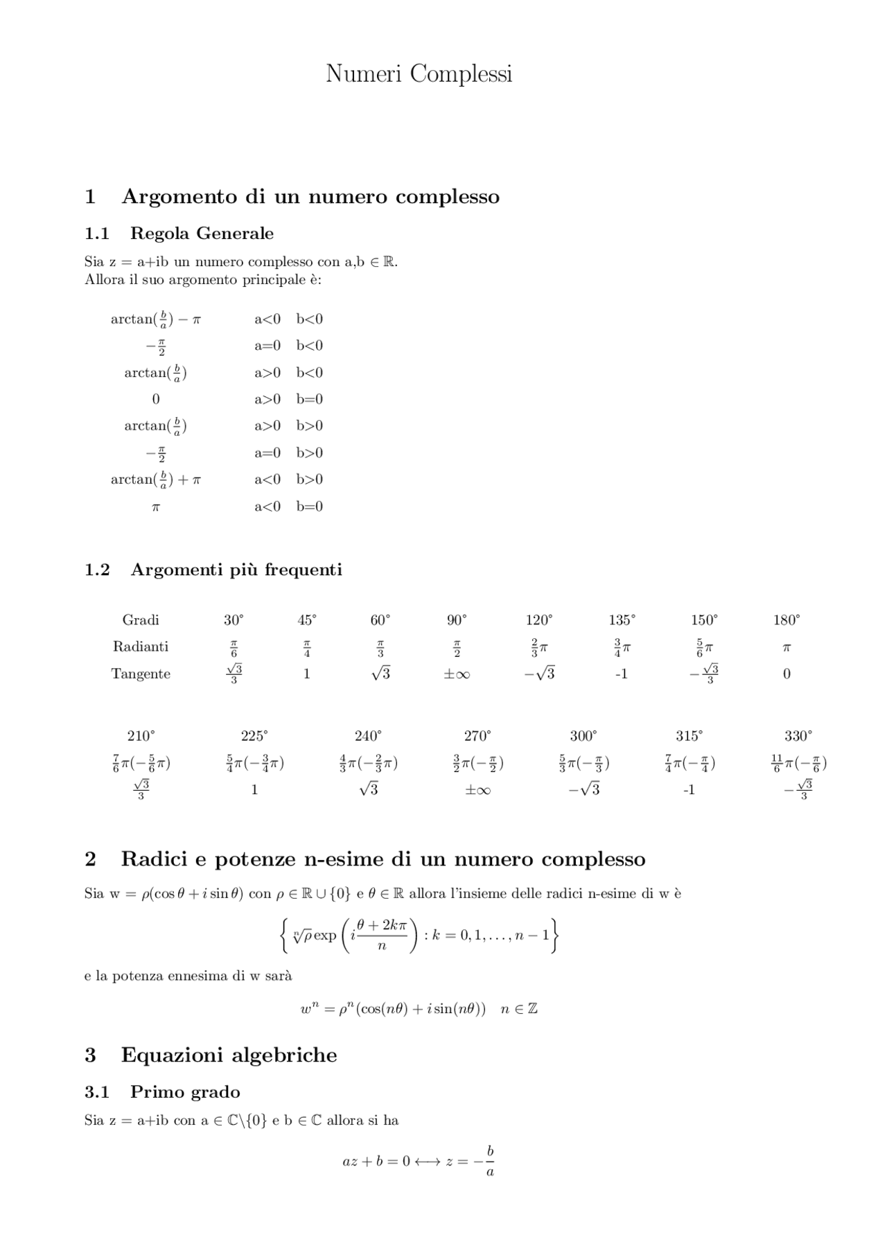 Le Base Dei Numeri Complessi Docsity