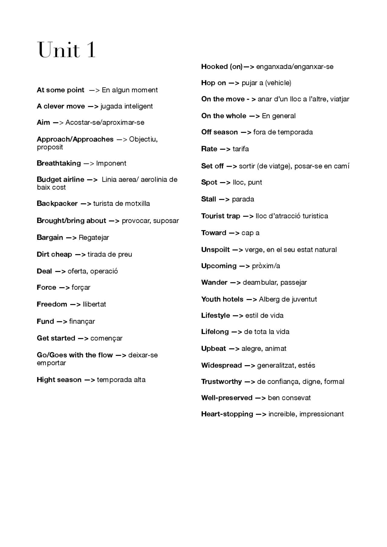 Vocabulario tema 1 y 2 - Docsity