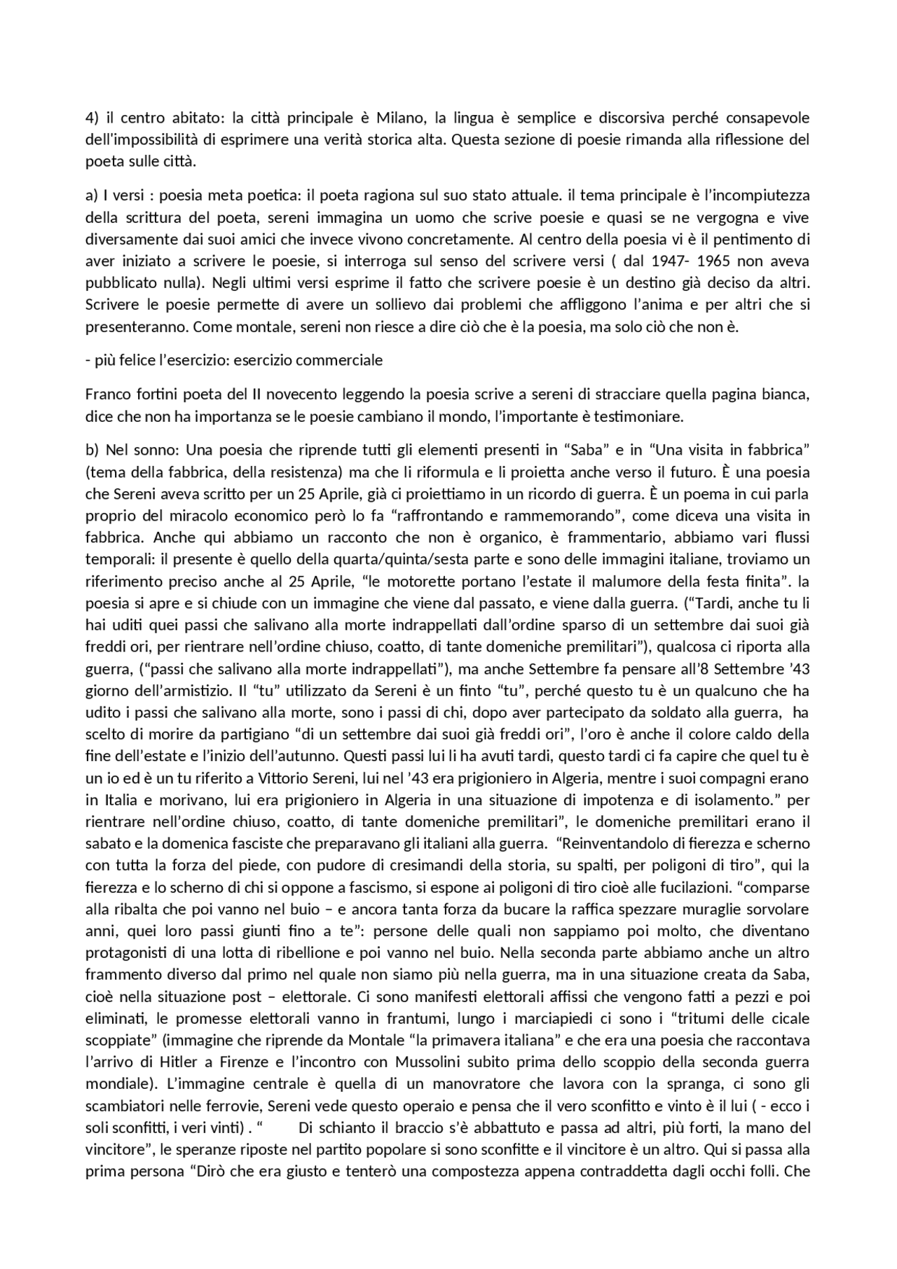 Vittorio Sereni Biografie Ed Opere Docsity