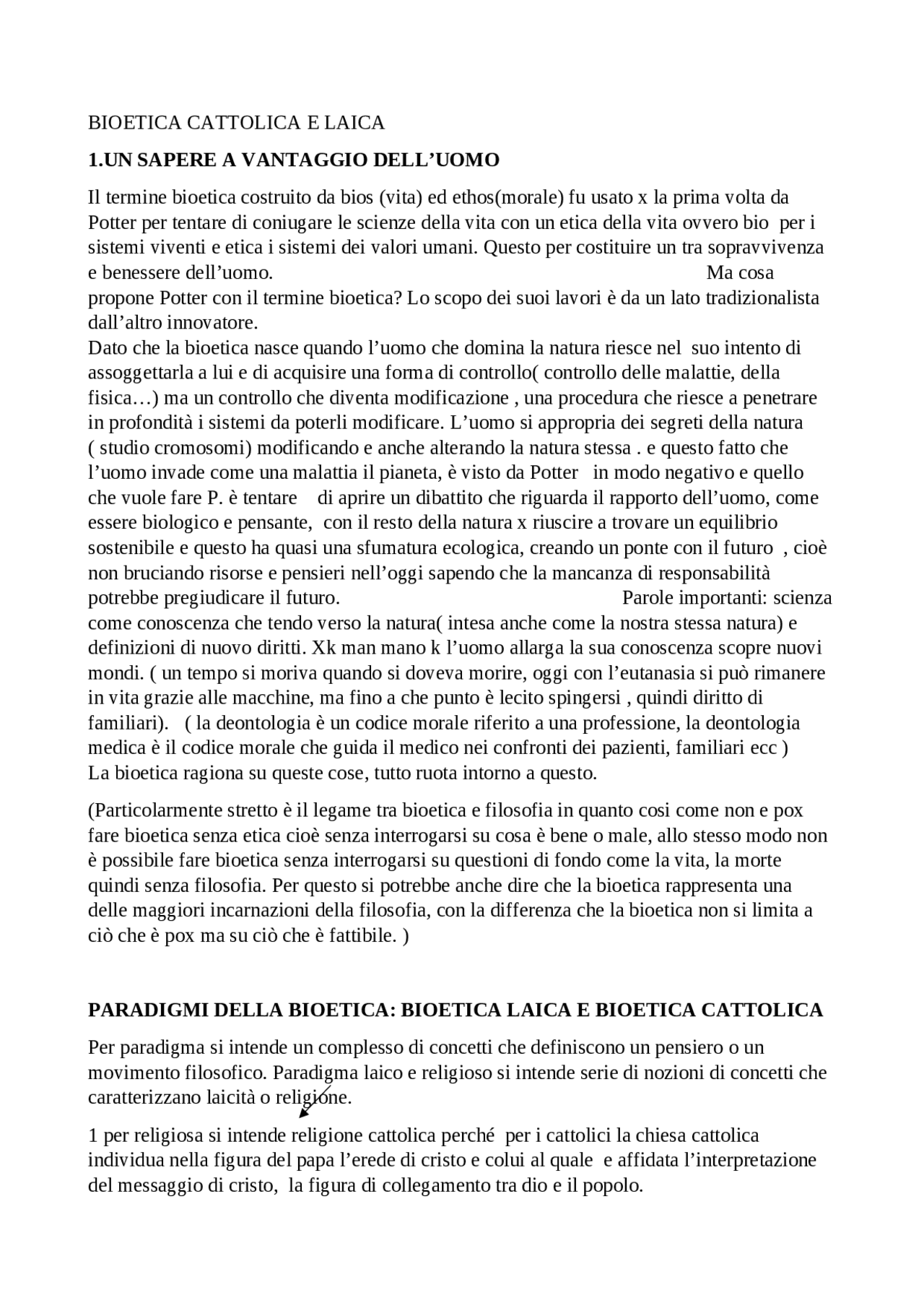 Riassunto Bioetica Universita Modena E Reggio Emilia Docsity