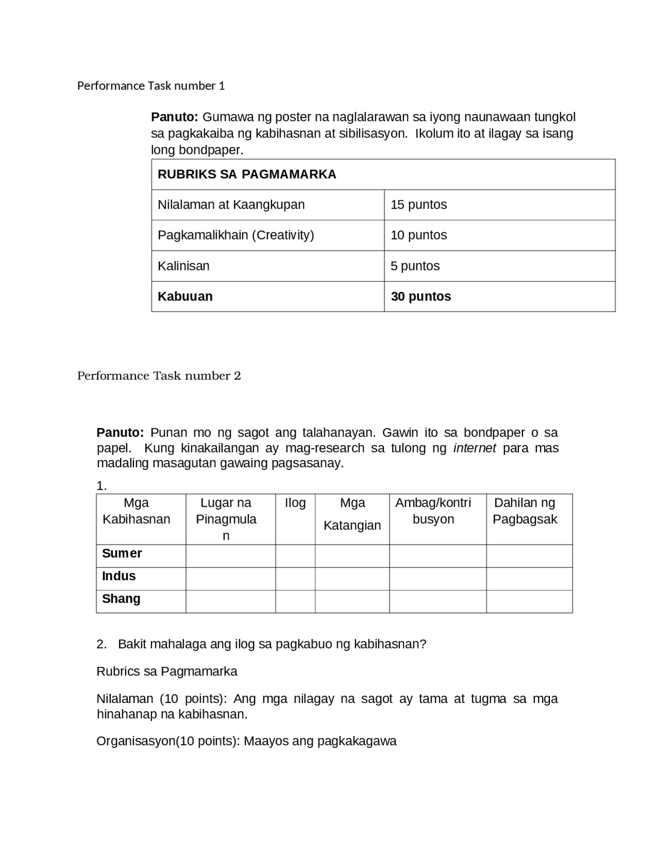 Weekly Home Learning Plan - Docsity