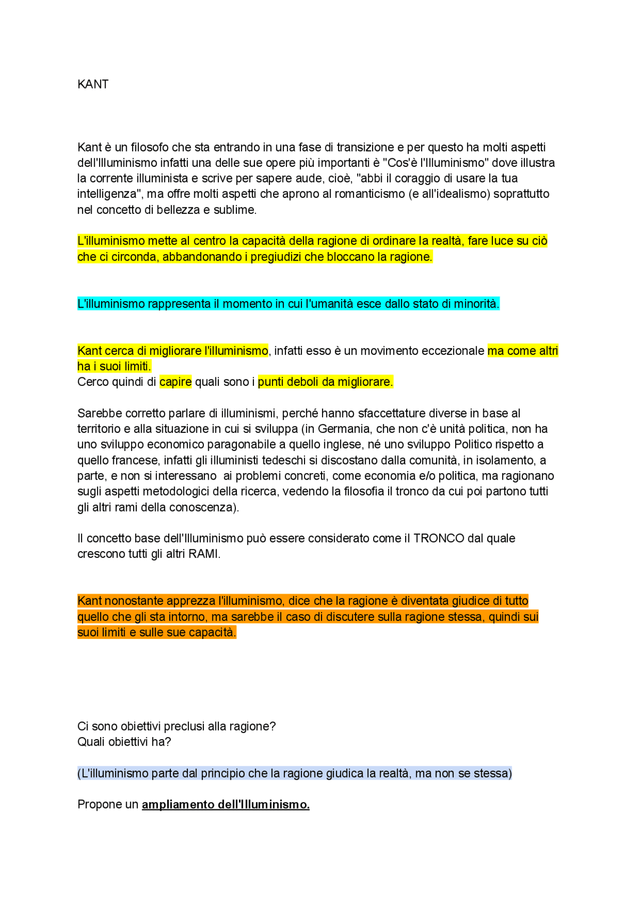 Kant Critica Della Ragion Pura E Critica Della Ragion Pratica Docsity