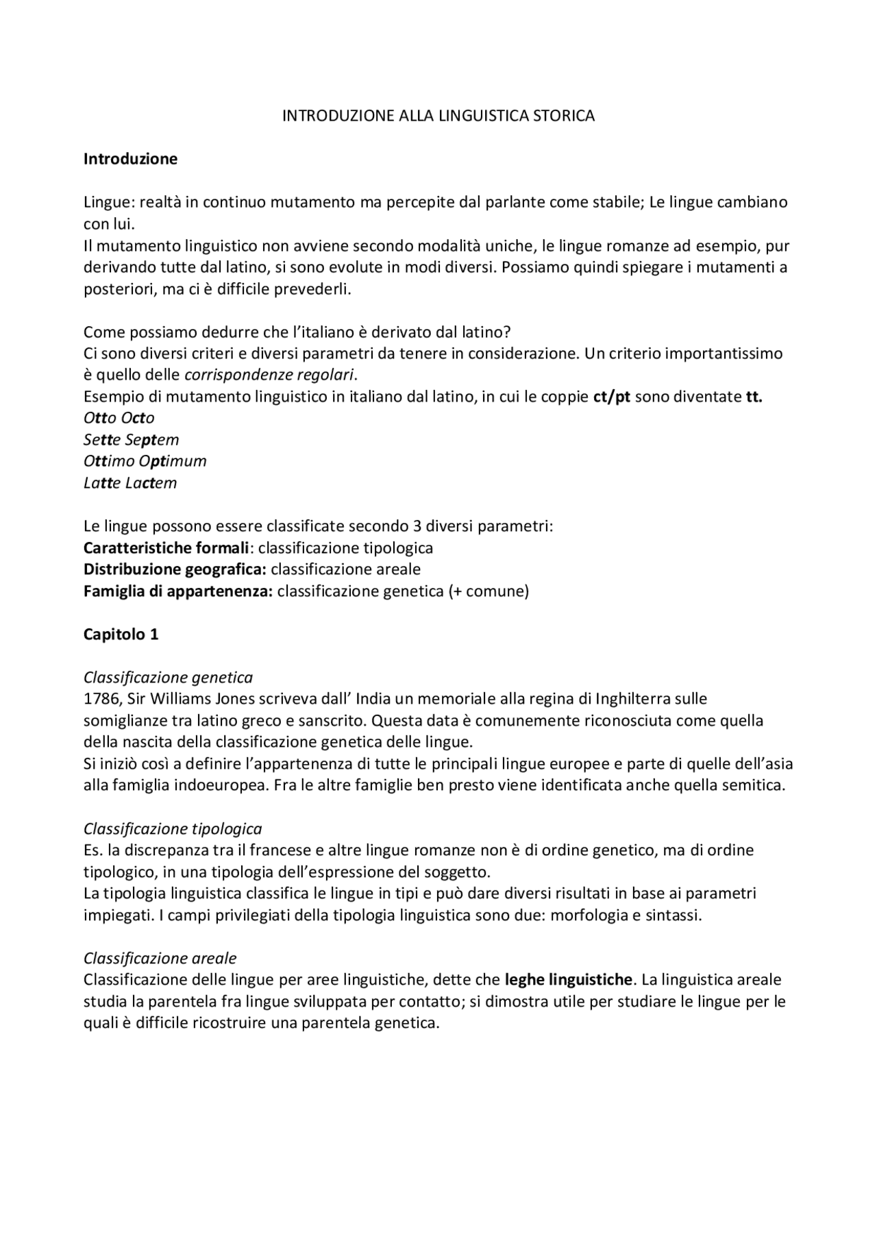 Riassunto Cap 1 E 2 Di Introduzione Alla Linguistica Storica Docsity