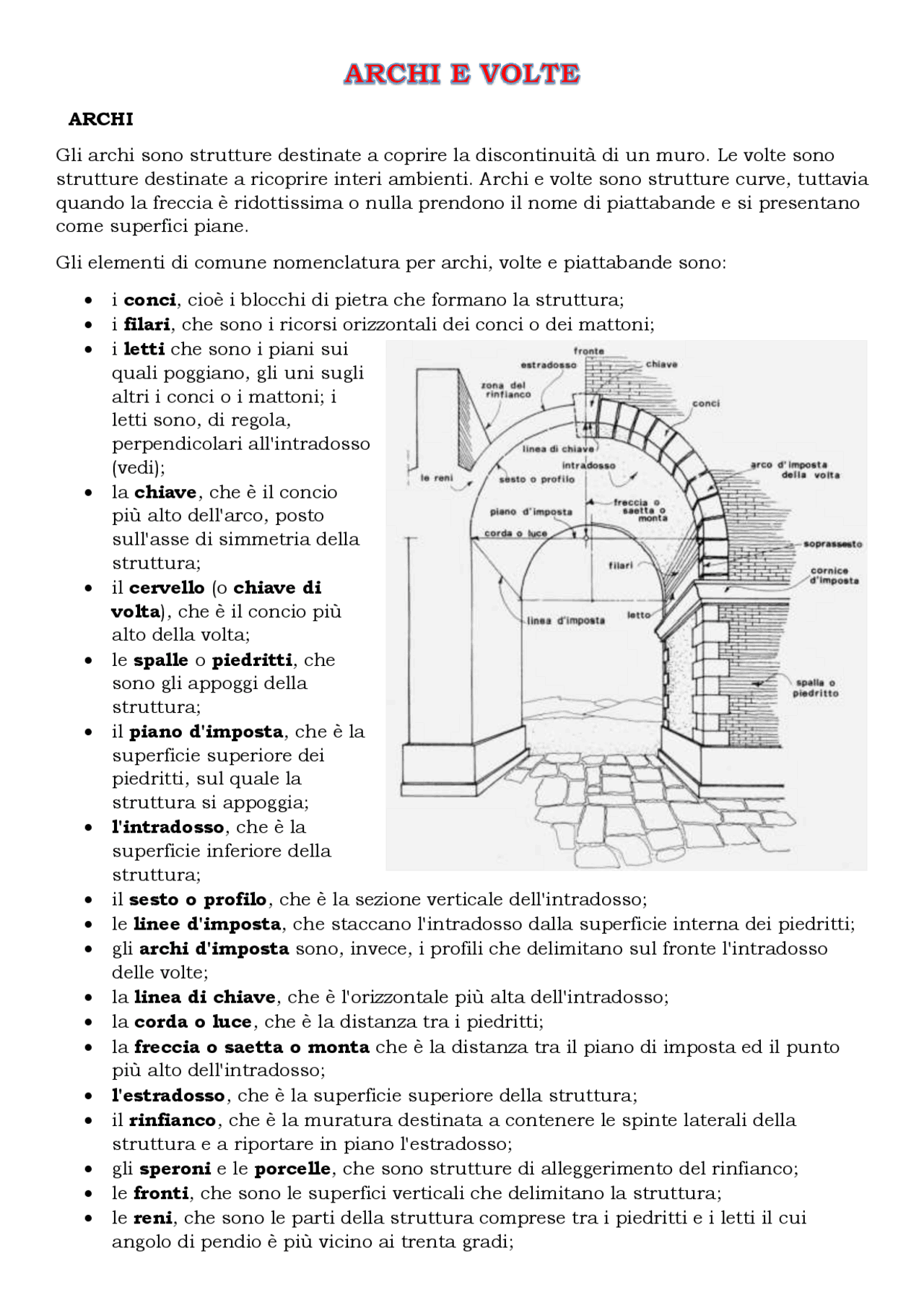 Archi e volte, tipologie - Docsity