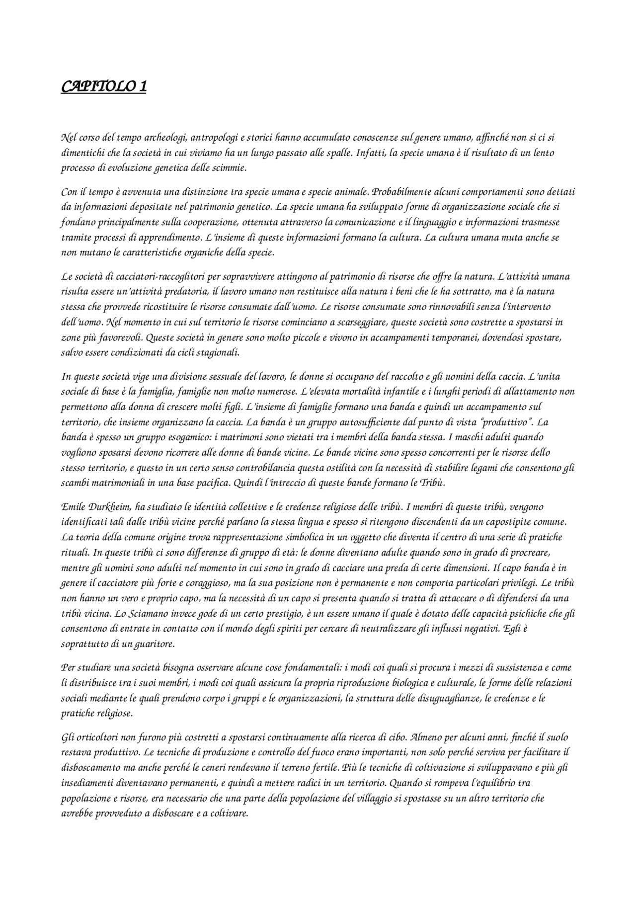 Riassunto Cap 1 Del Libro Elementi Di Sociologia Docsity