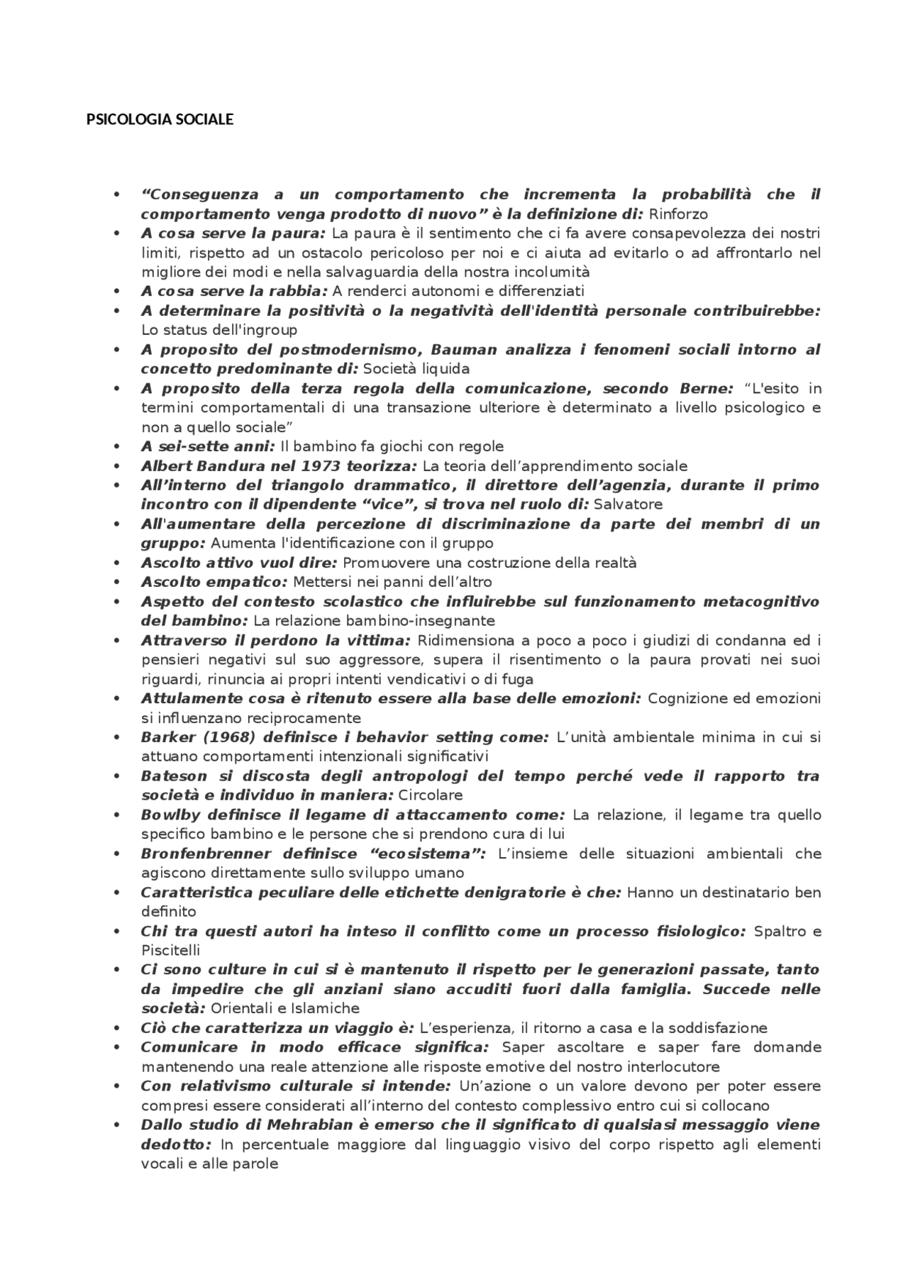 Psicologia Sociale Pegaso Docsity