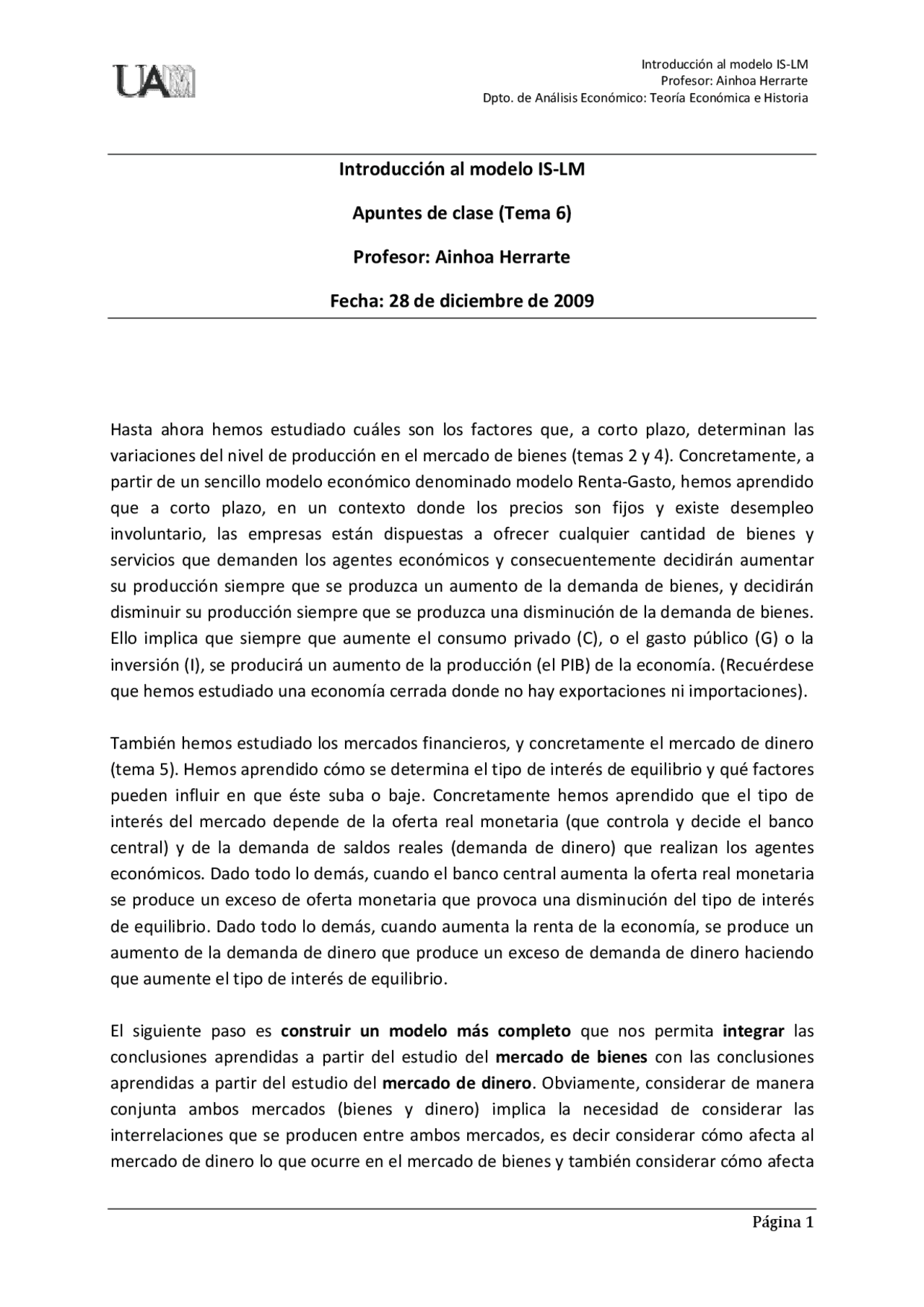 Is Lm Apuntes Resúmenes De Macroeconomía Docsity