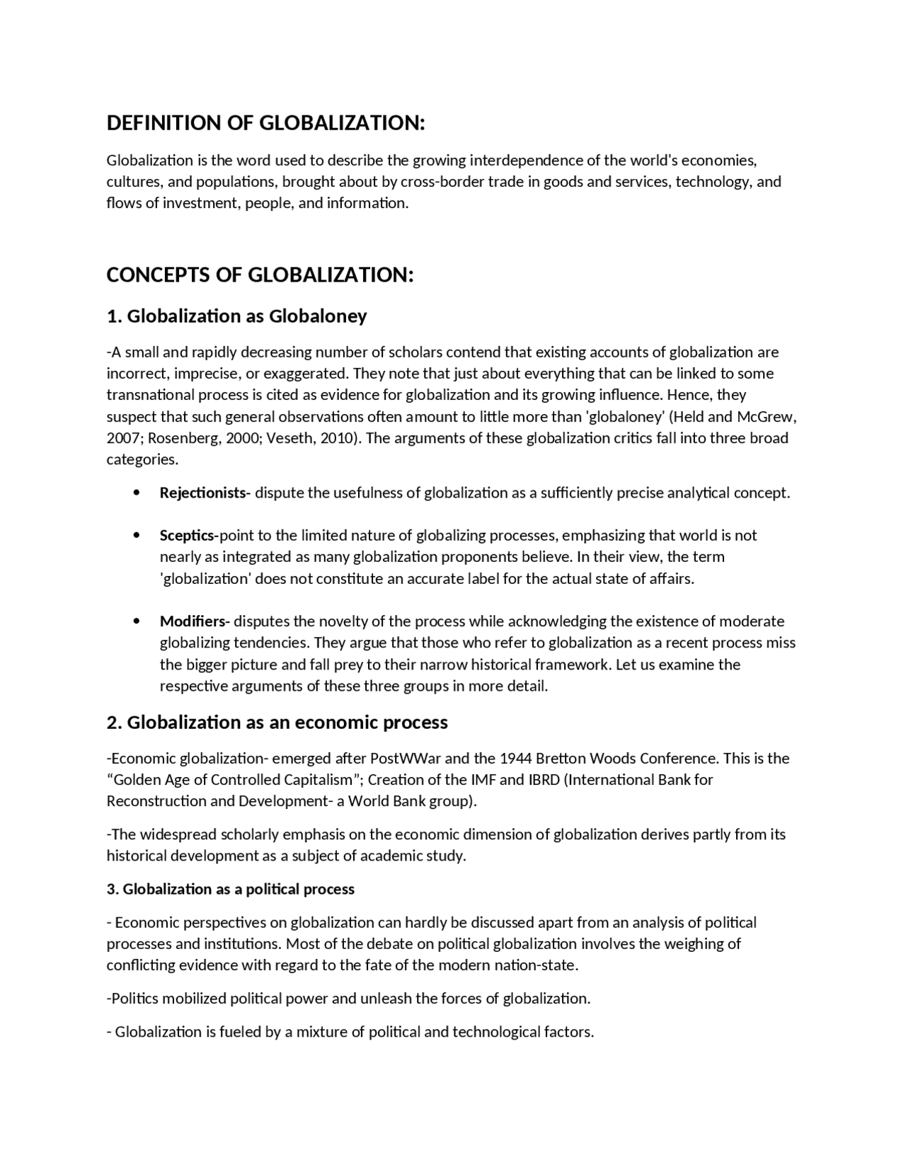 Globalization and Its Concept Ideas - Docsity