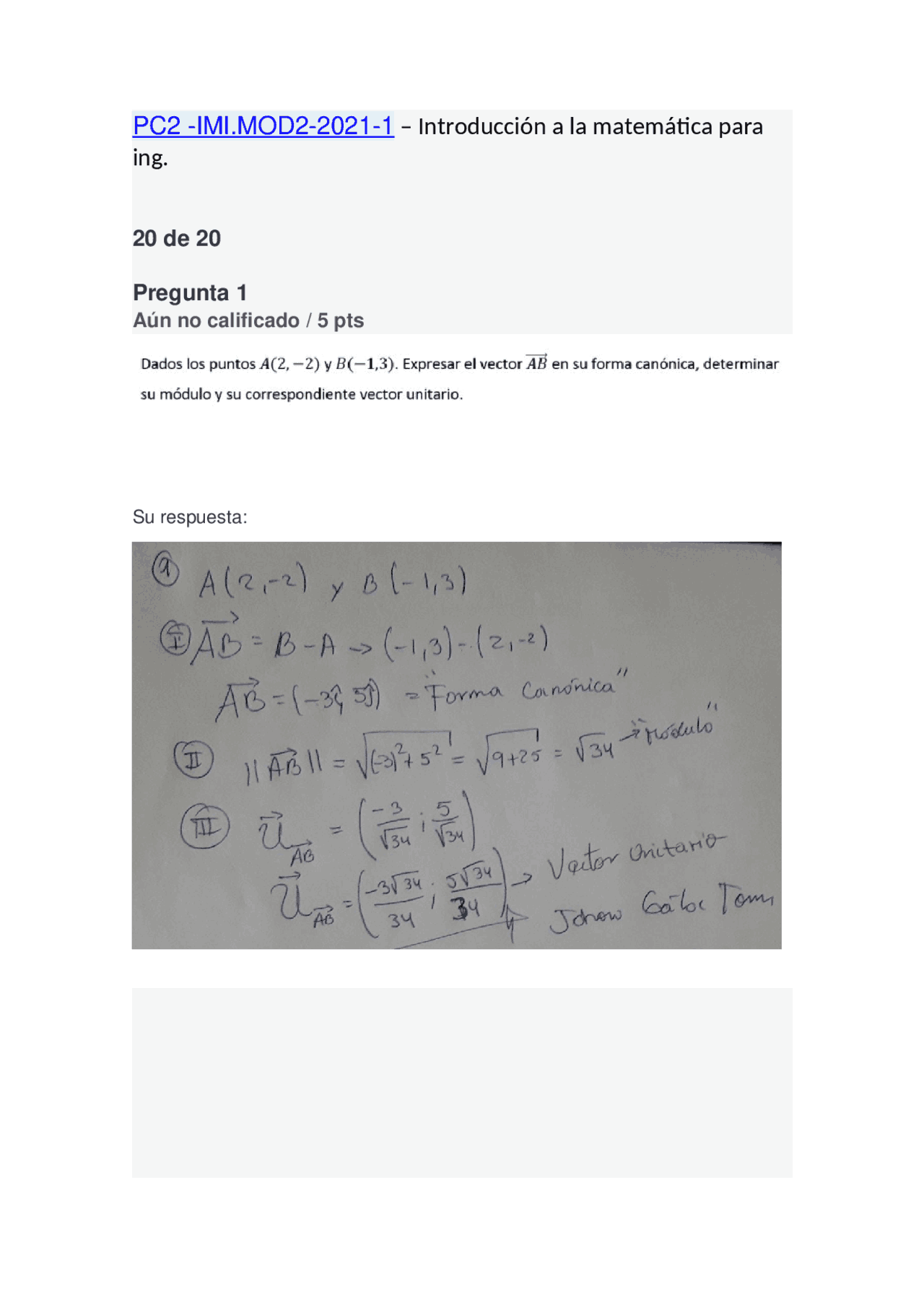 PC 2 Introduccion Mate - Docsity