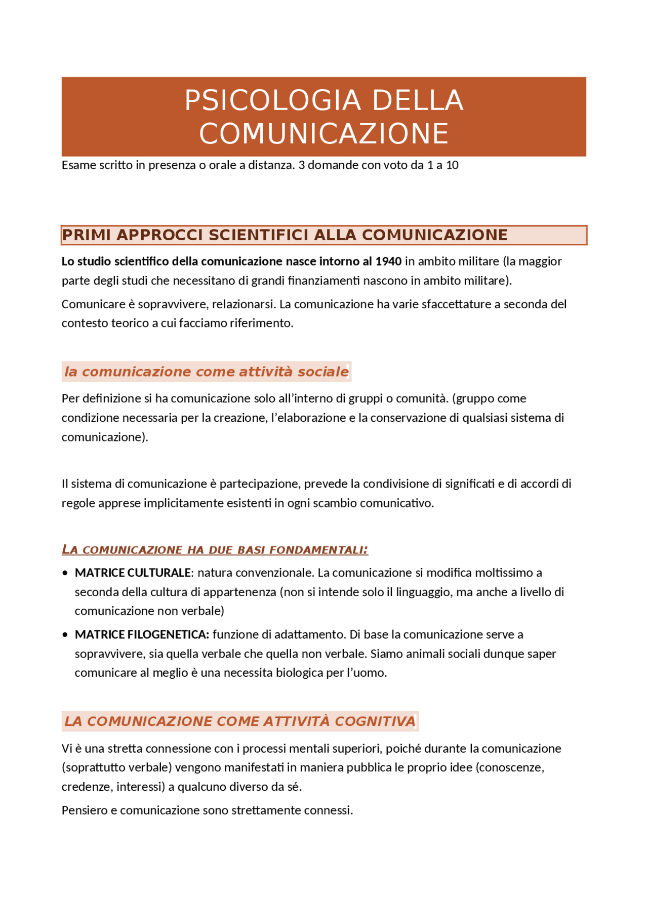 Appunti Di Psicologia Della Comunicazione Docsity