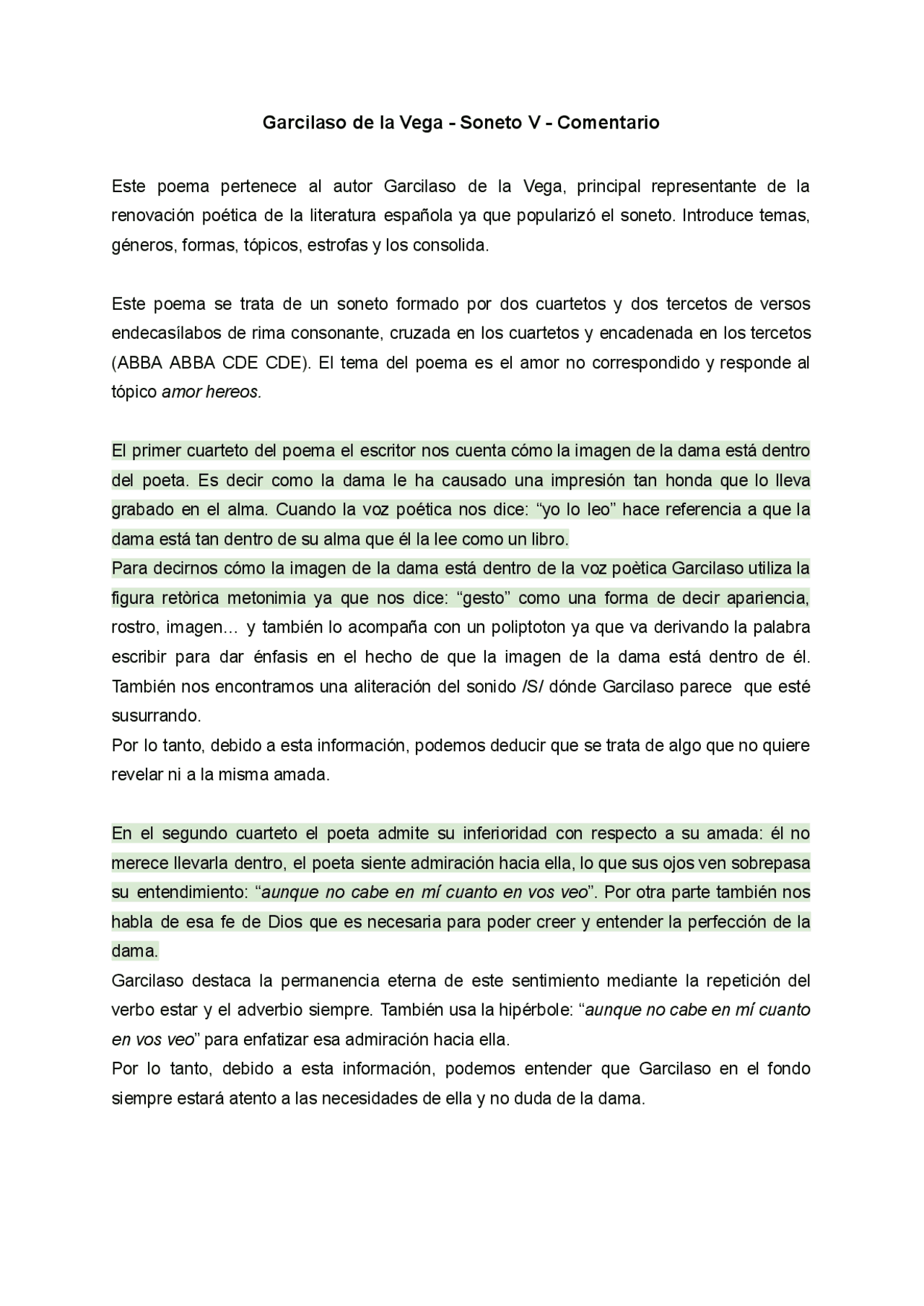 Garcilaso de la Vega - Soneto V - Comentario | Apuntes de Lengua y ...