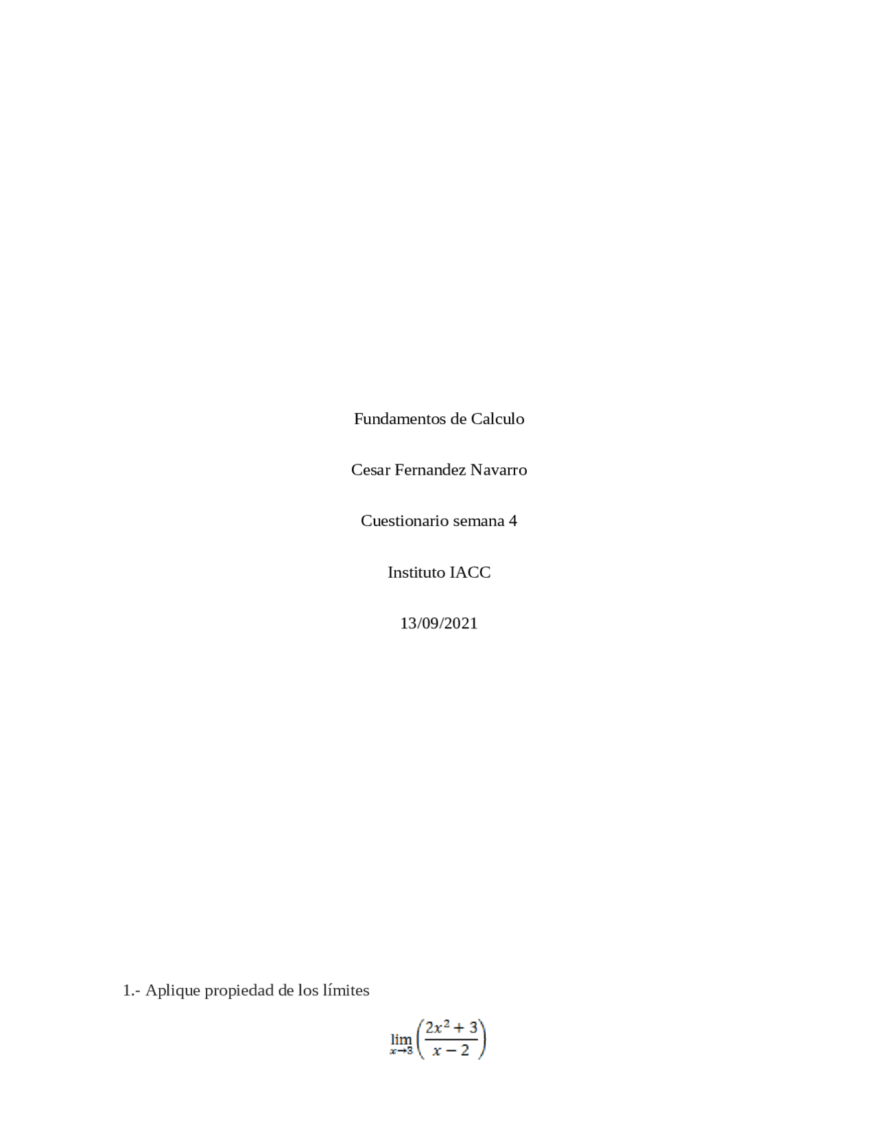 Semana 4 Fundamento De Calculo Iacc Ejercicios De Cálculo Para
