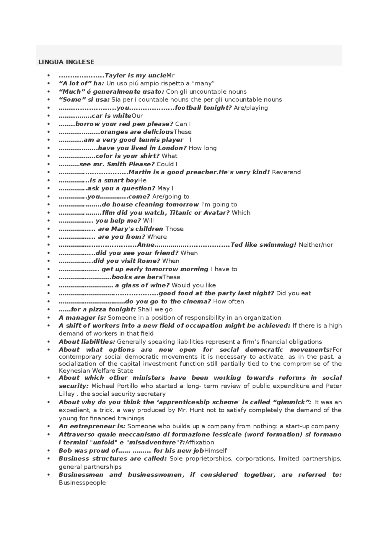 Lingua Inglese Pegaso Docsity