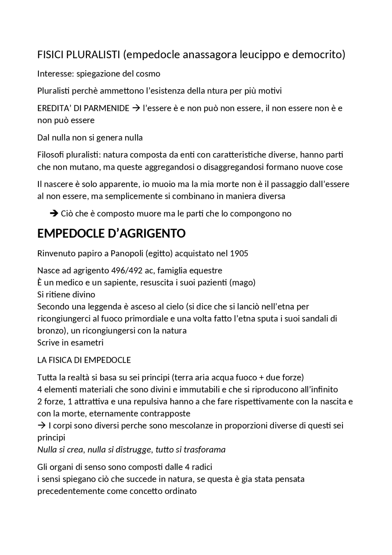 I Quattro Fisici Pluralisti Docsity