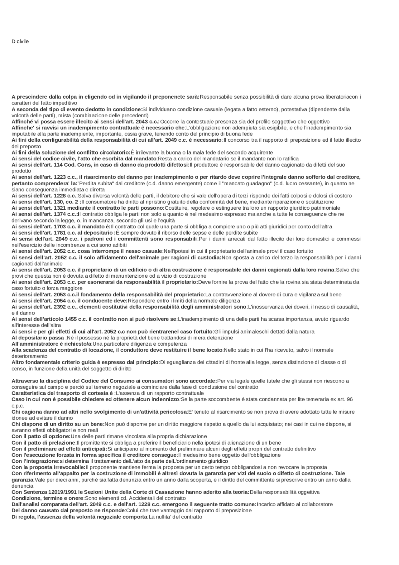 Test Completo E Aggiornato Diritto Civile Docsity