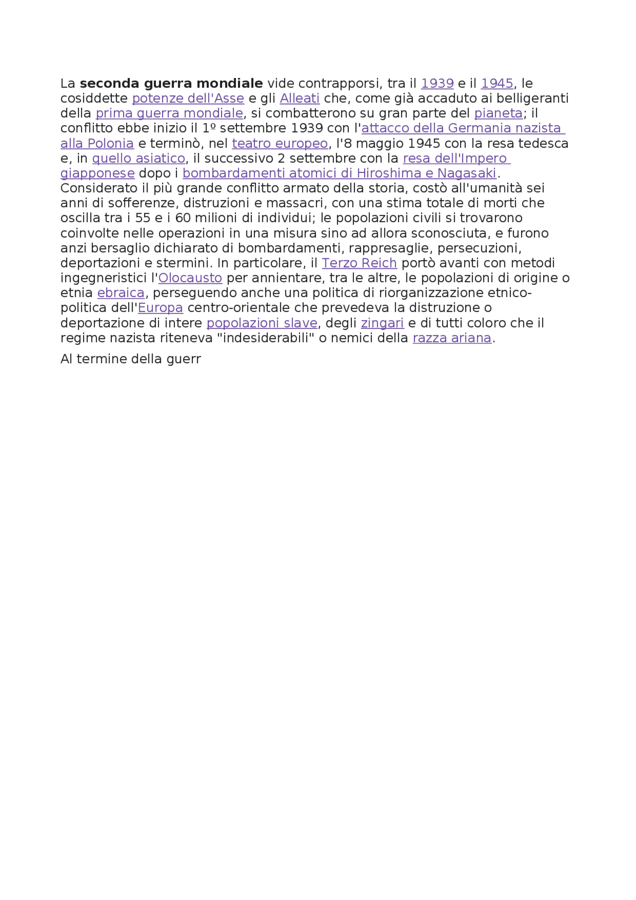 Guerre Mondiali Riassunti Docsity
