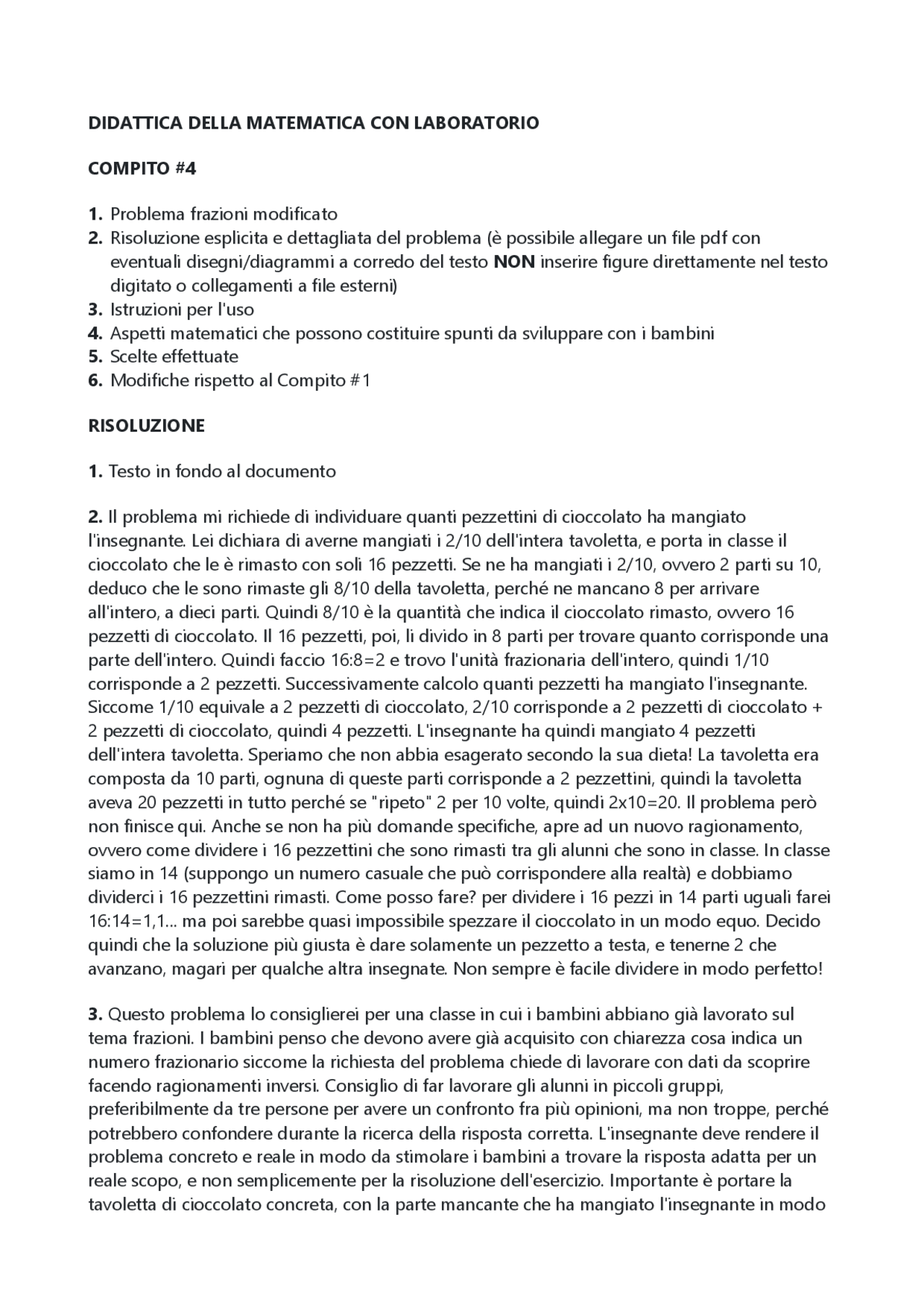 Compito #4, Didattica della matematica con laboratorio, 4 anno | Guide, Progetti e Ricerche di ...