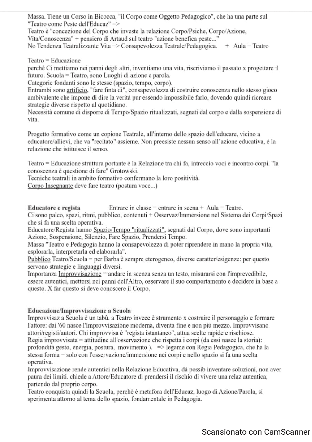 Pedagogia Del Corpo Domande Di Esame Docsity