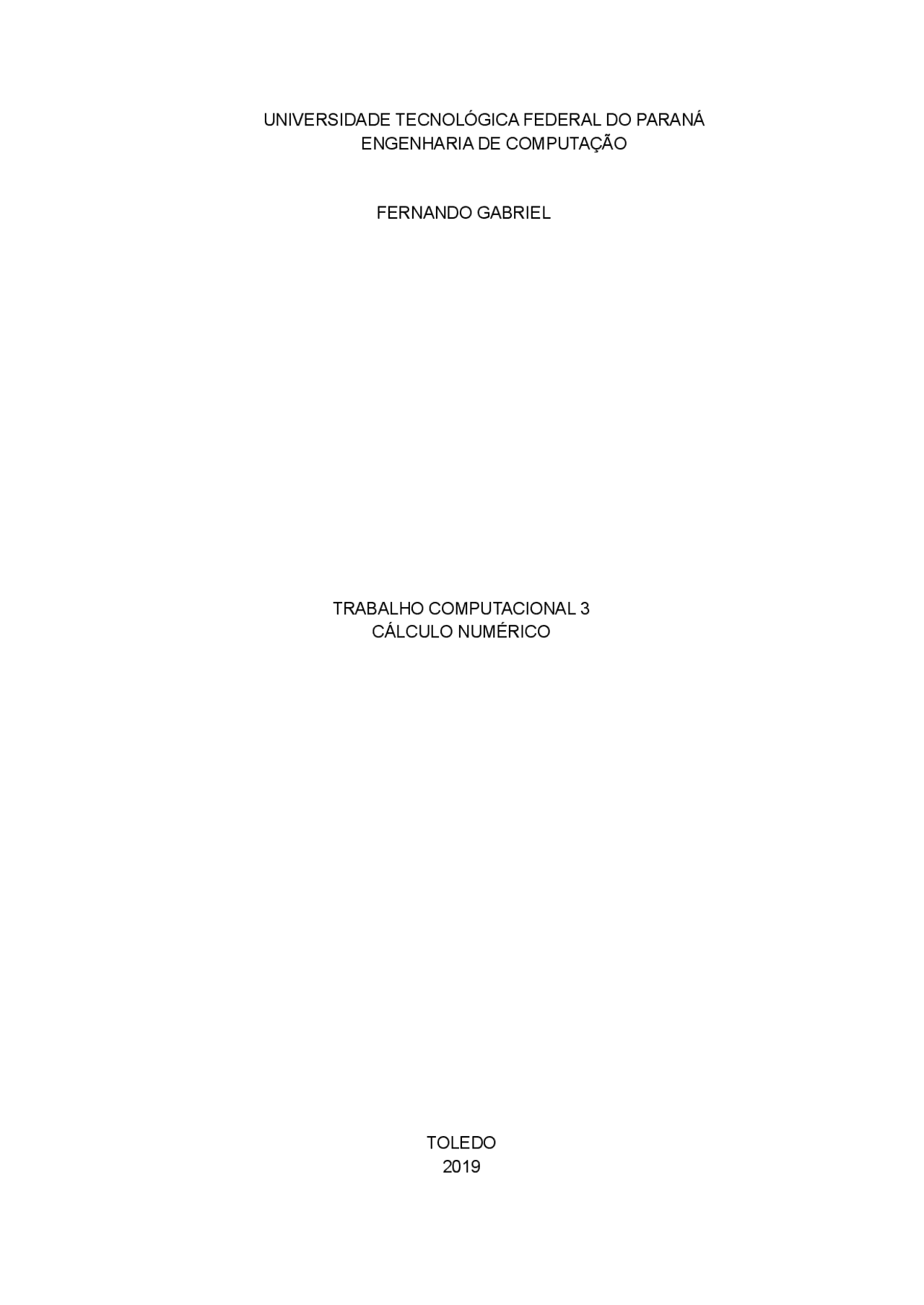 Trabalho Computacional De Calculo Numérico Docsity