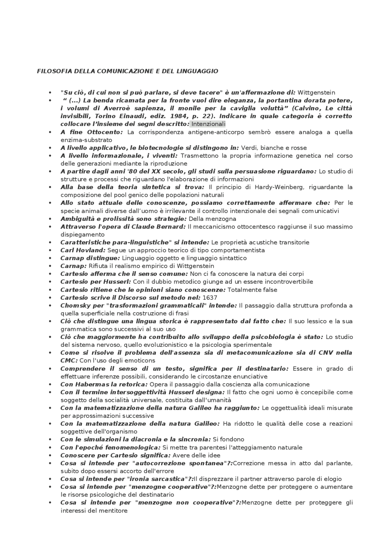 Filosofia Della Comunicazione E Del Linguaggio Pegaso Docsity