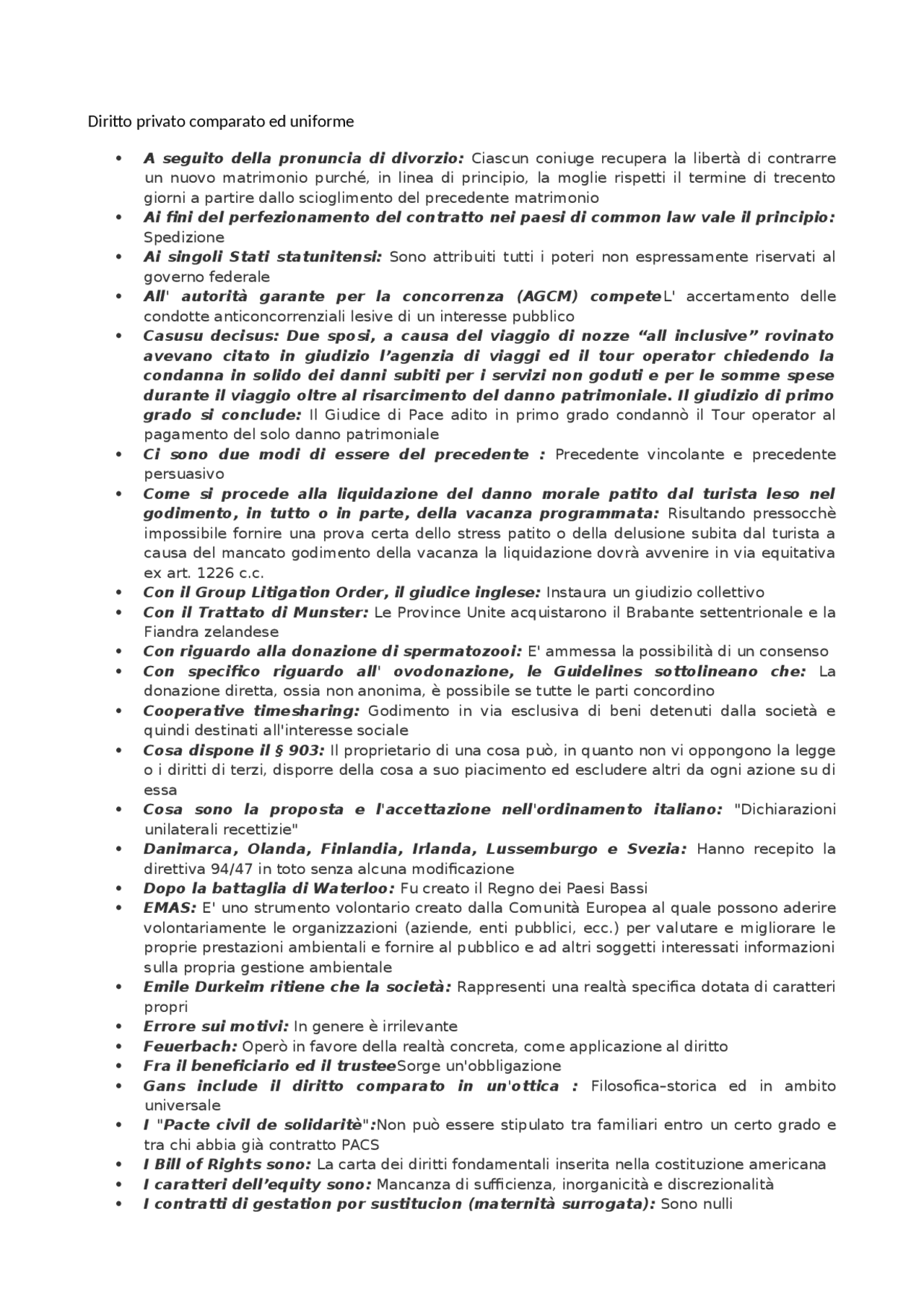 Diritto Privato Comparato Ed Uniforme Ppegaso Docsity