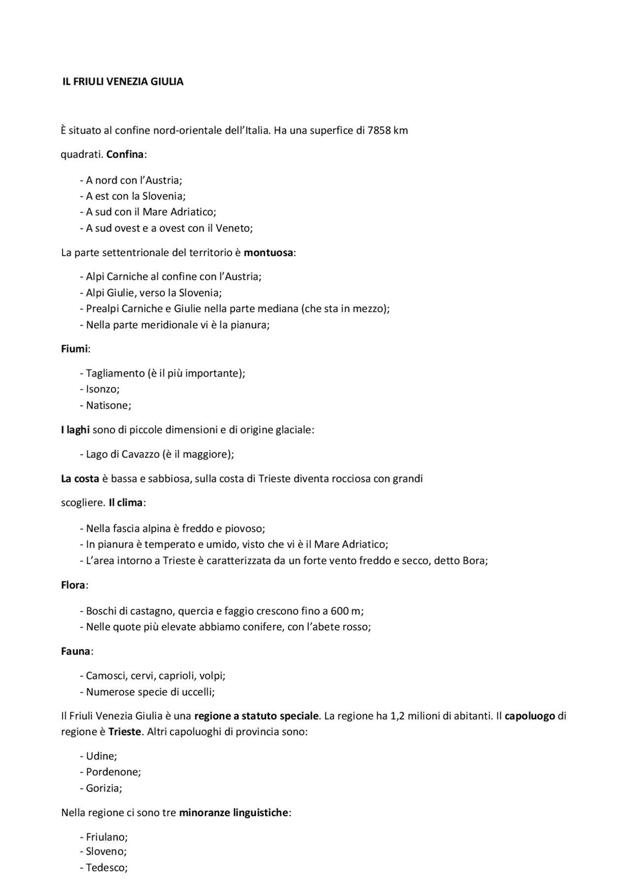 Il Friuli Venezia Giulia - Docsity