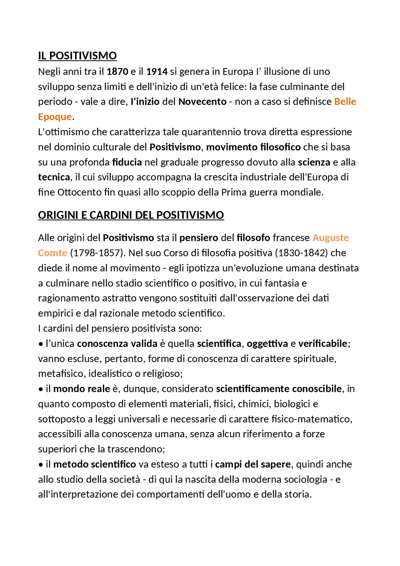 Il Positivismo Italiano Docsity