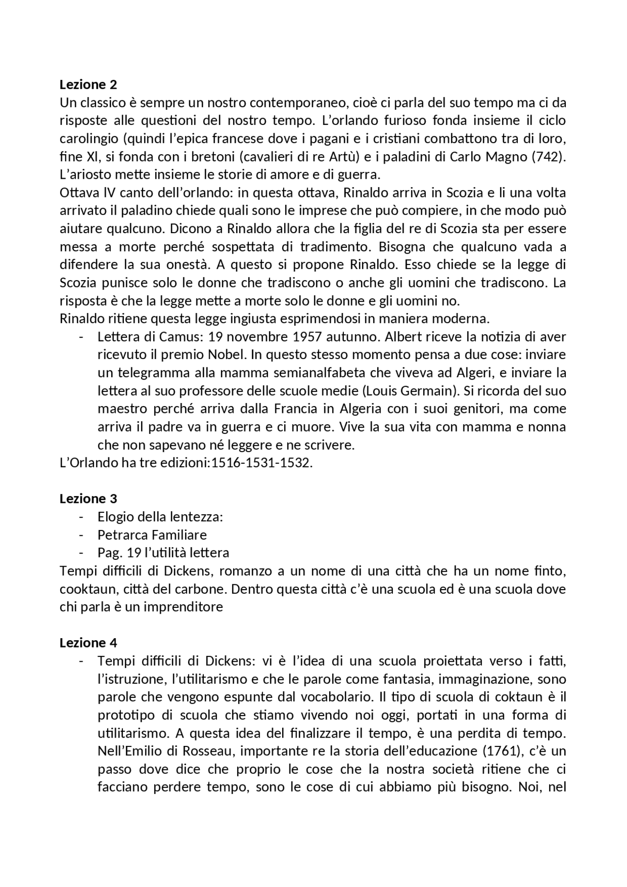 Classici Per La Vita Appunti Docsity