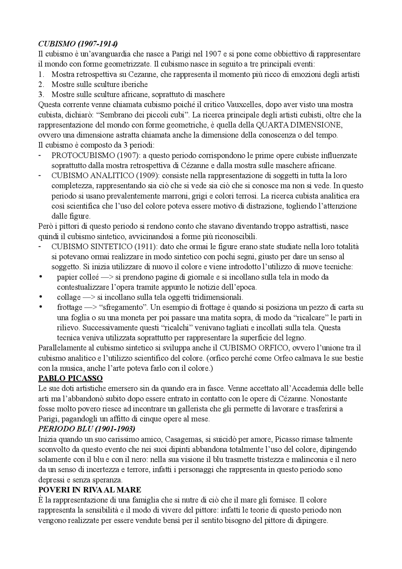 Cubismo E Futurismo Opere E Artisti Docsity