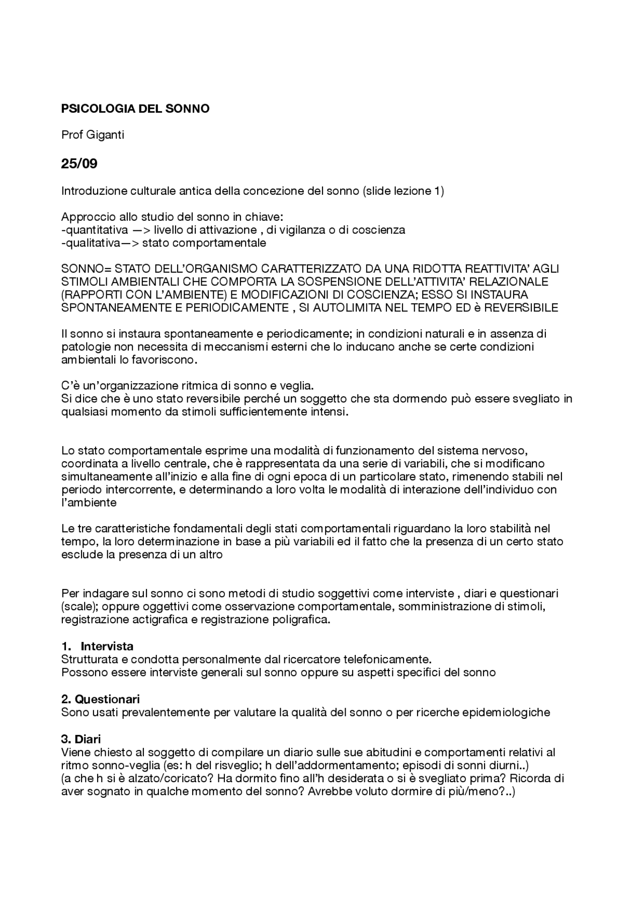 Psicologia Del Sonno Docsity