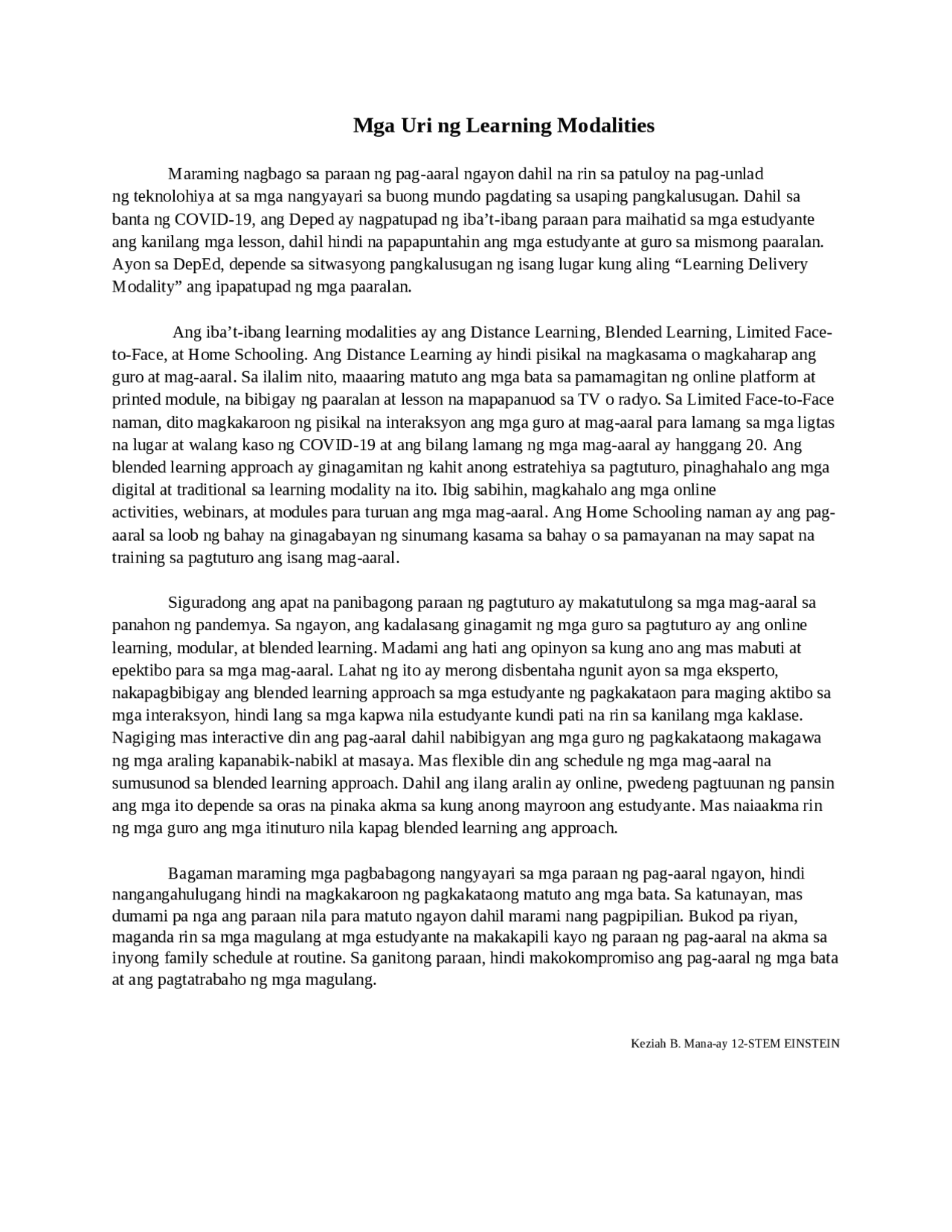 Argumentative Essay About Learning Modalities Docsity Argumentative Essay About Learning Modalities Docsity