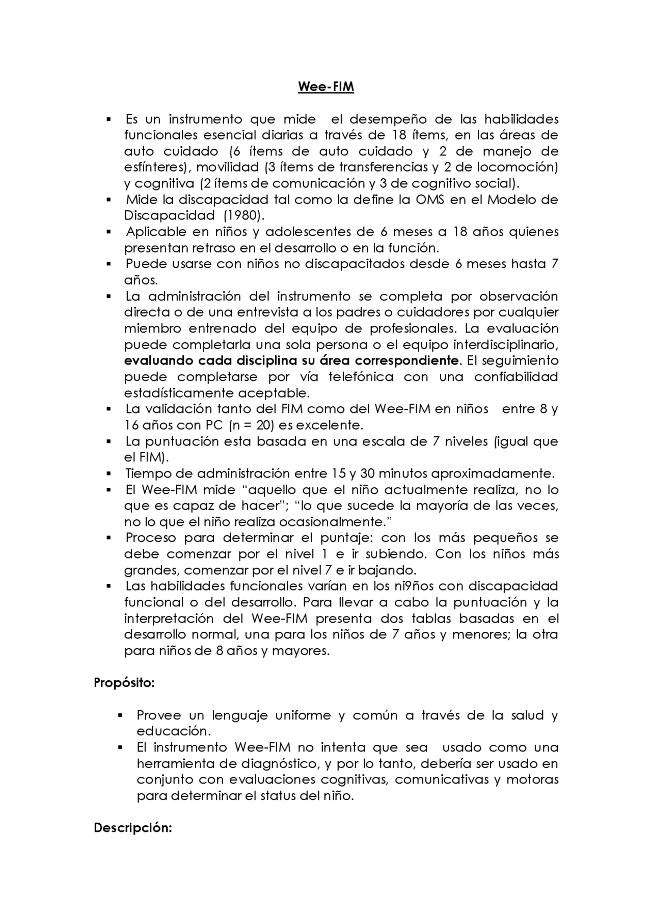 Weefim completo (instrumento + método de aplicación) | Apuntes de ...