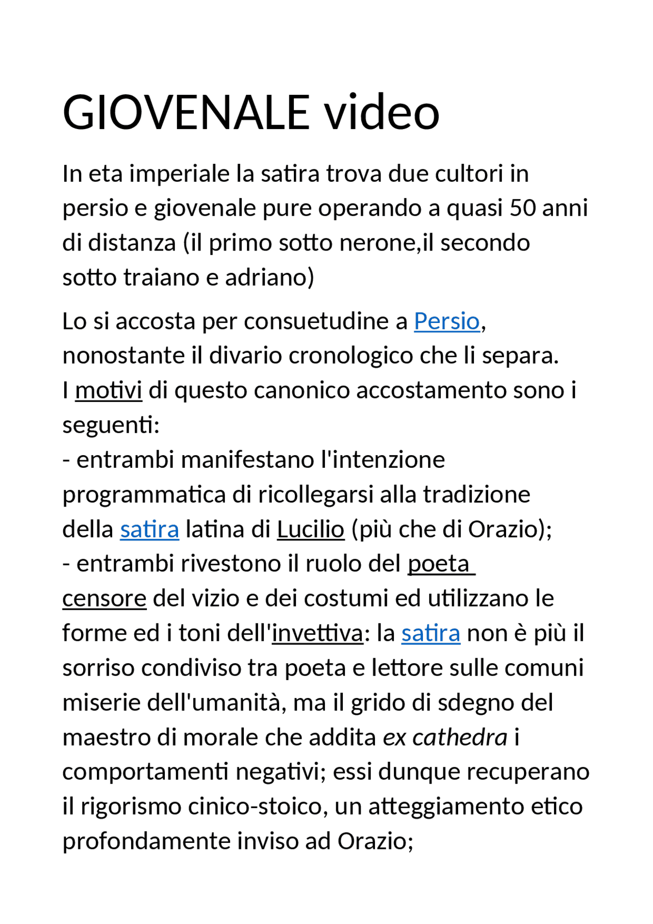 Vita E Opere Di Giovenale Docsity