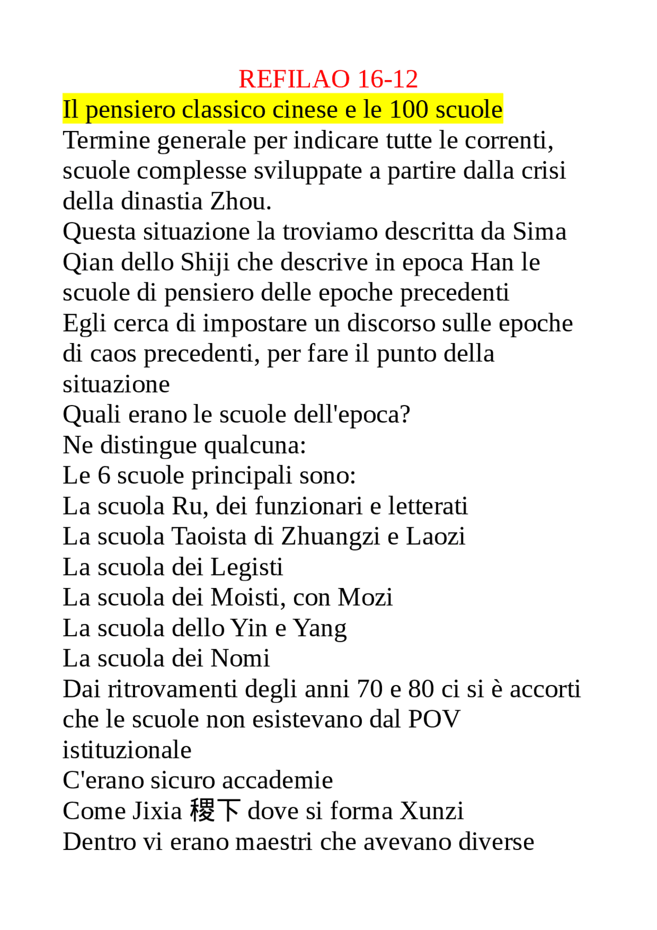 Prima Parte Di Appunti Sulle 100 Scuole Docsity