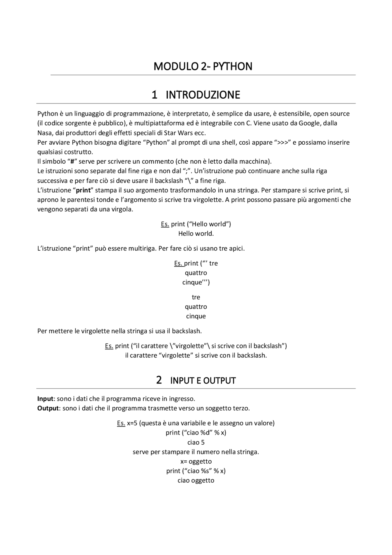 Riassunto Python Bioinformatica Vanvitelli Docsity