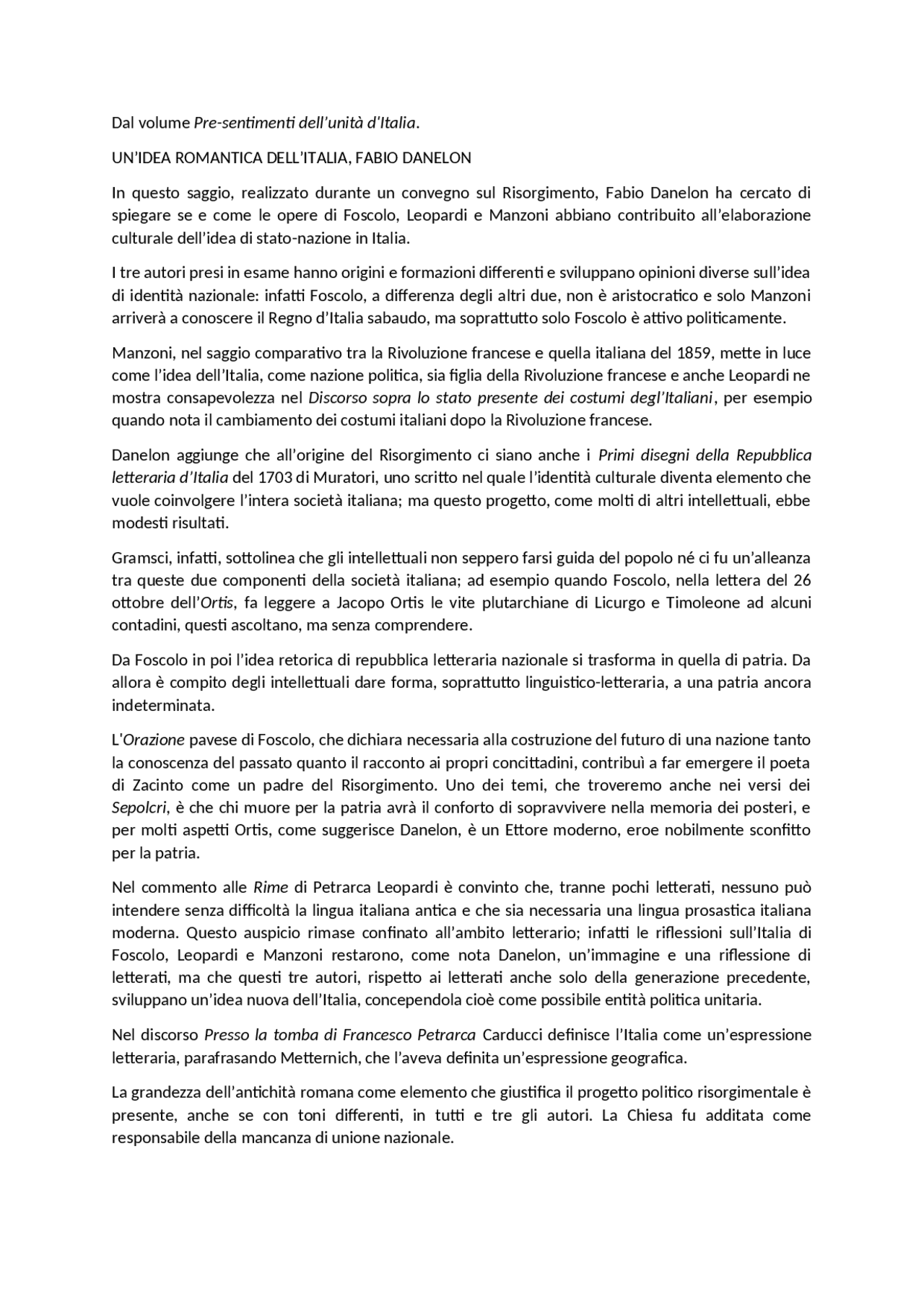 Baldo Su Danelon Foscolo Manzoni Leopardi Docsity